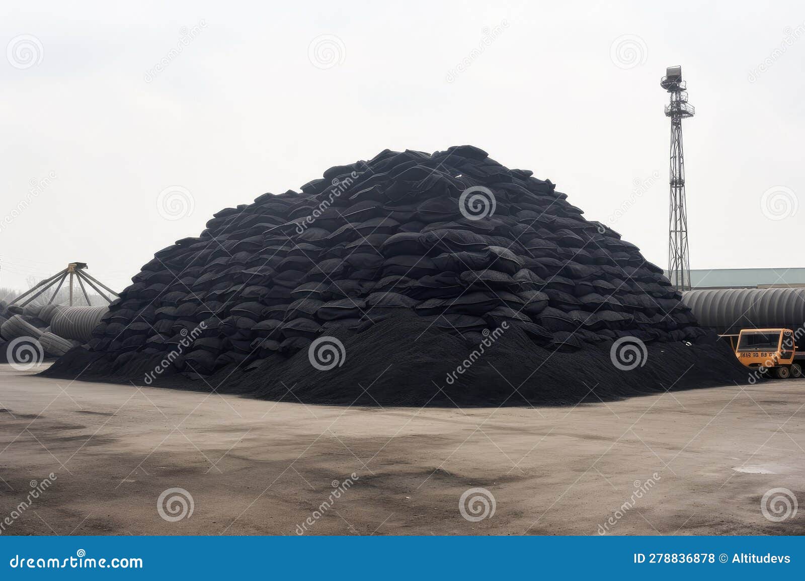 Massive Pile of Coal, Ready for Shipment Stock Illustration ...