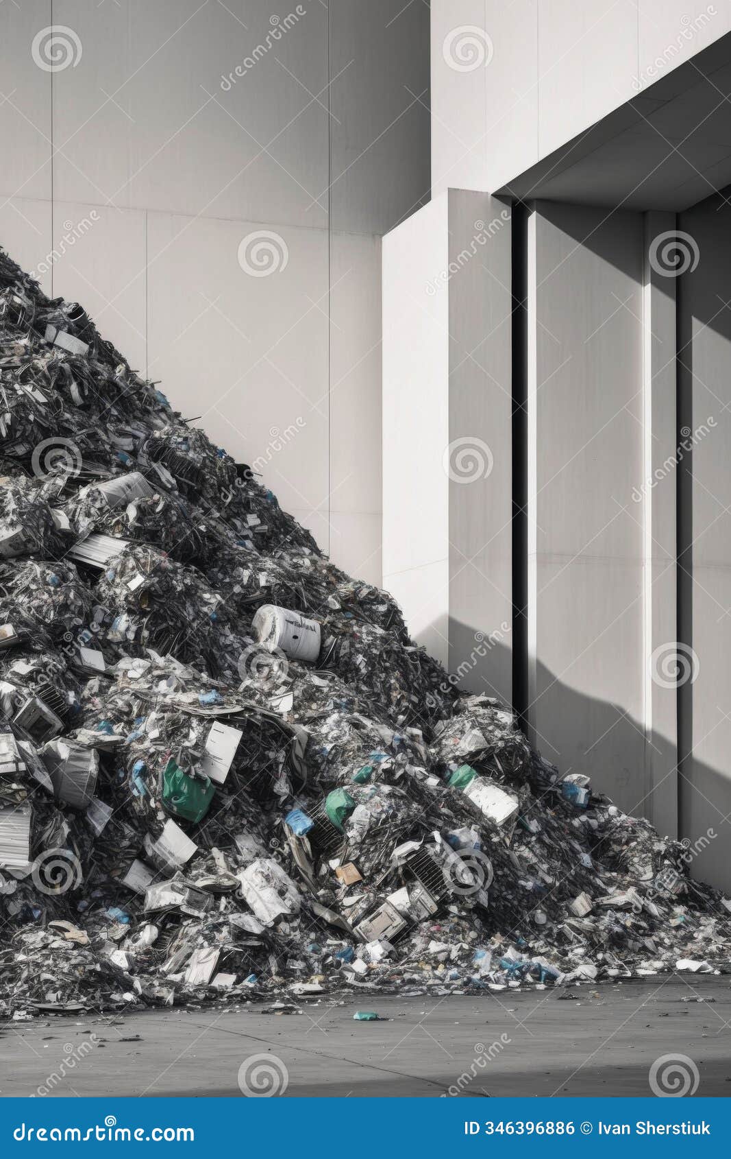 Massive Pile of Compressed Recyclable Waste at Recycling Plant. Stock ...