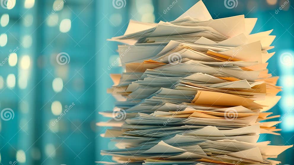 A Massive Pile of Disorganized Papers and Documents, Representing Overwhelming Bureaucracy and ...