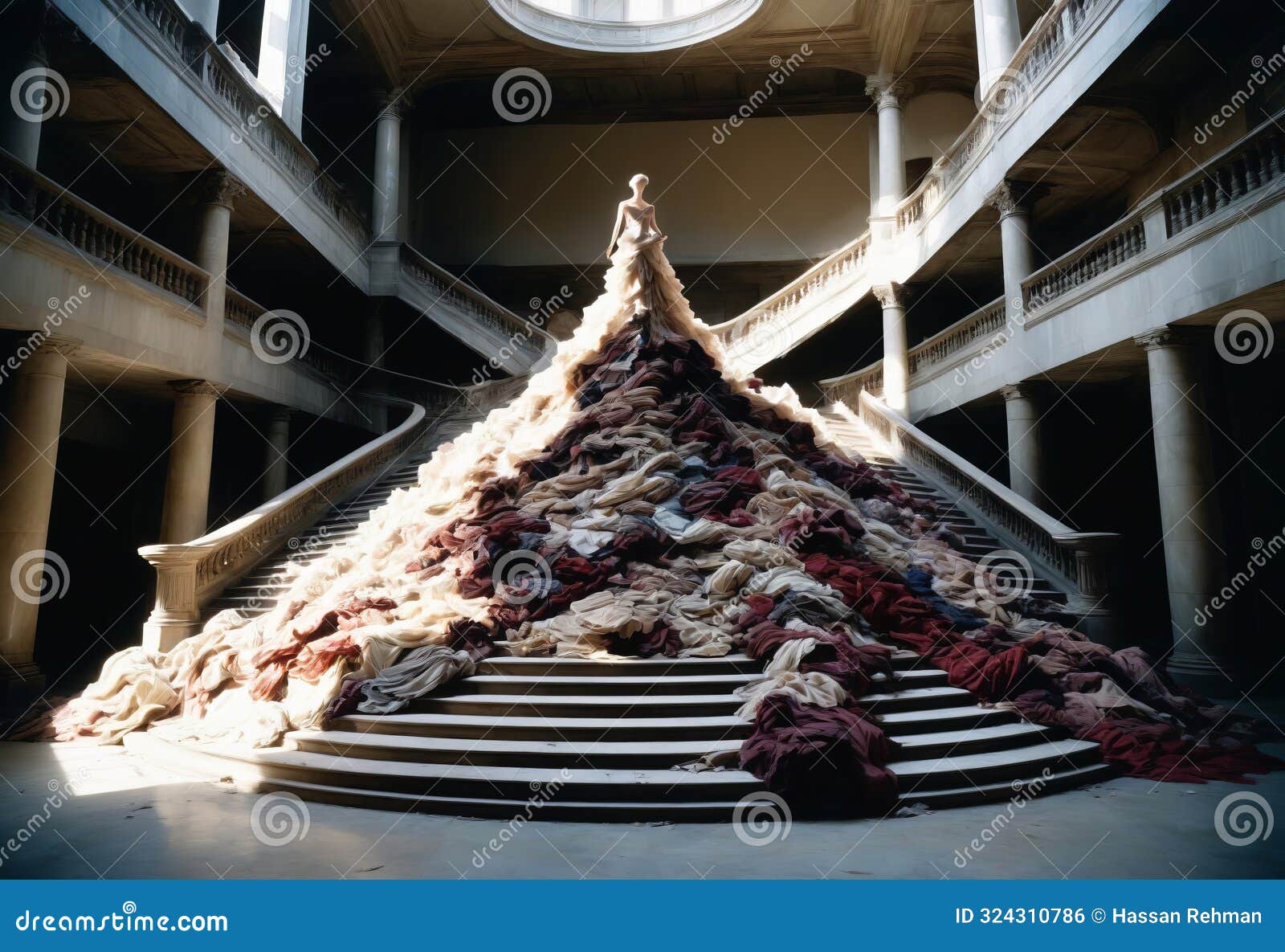 Massive Pile of Textiles Creates a Visual Symphony Stock Illustration ...