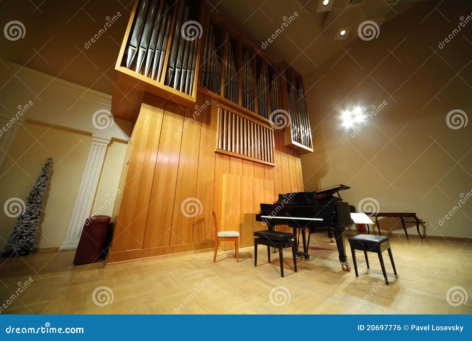 Massive Pipe Organ And Concert Grand Piano Stock Photography ...