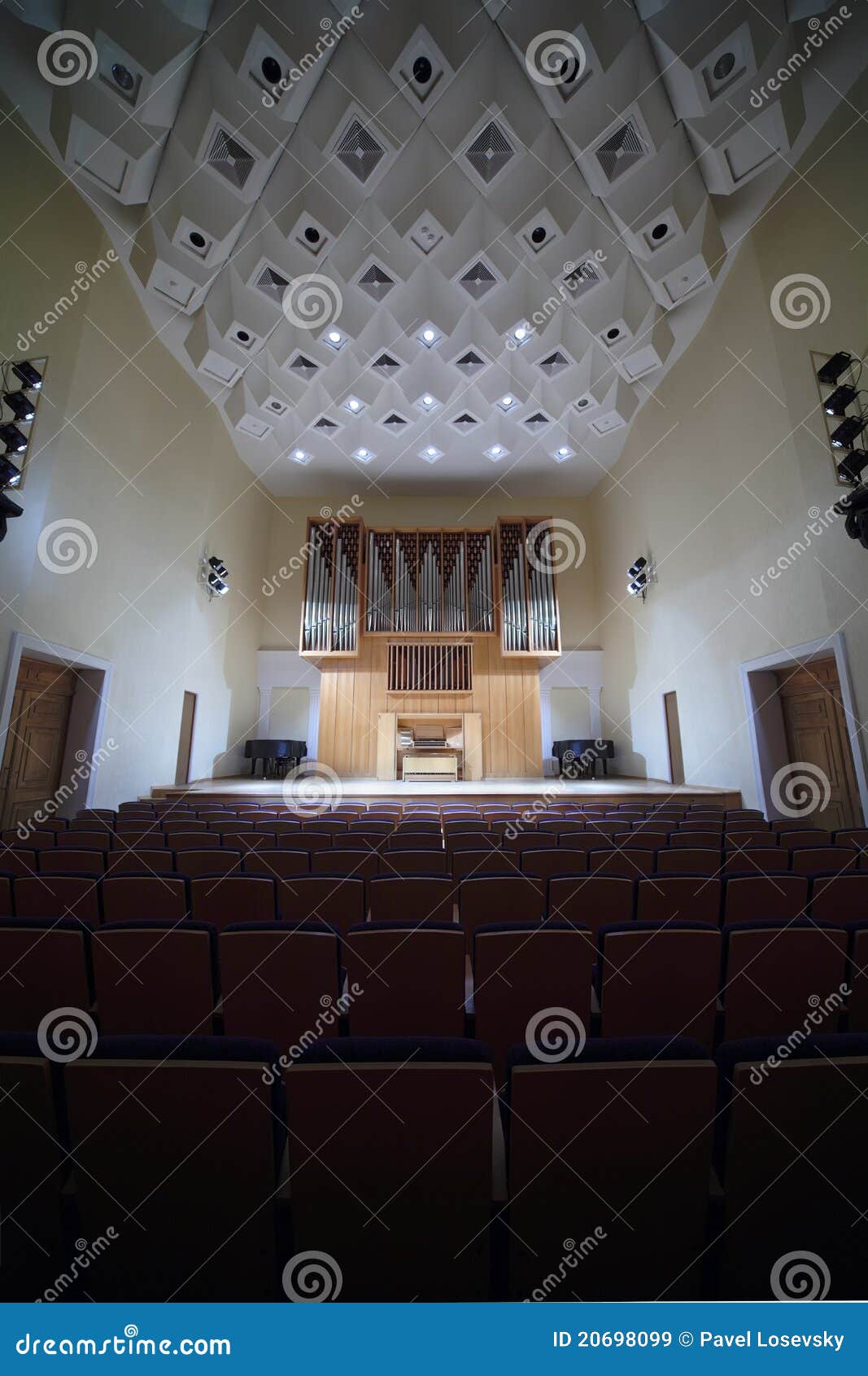 Massive Pipe Organ in Empty Concert Hall Stock Image - Image of ...