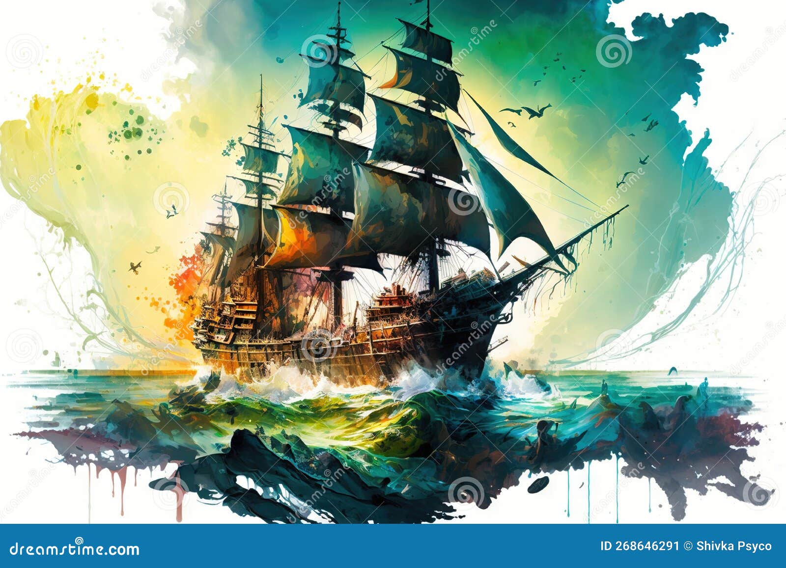 A Ship, A Large Watercraft Designed To Traverse Oceans And Deep ...