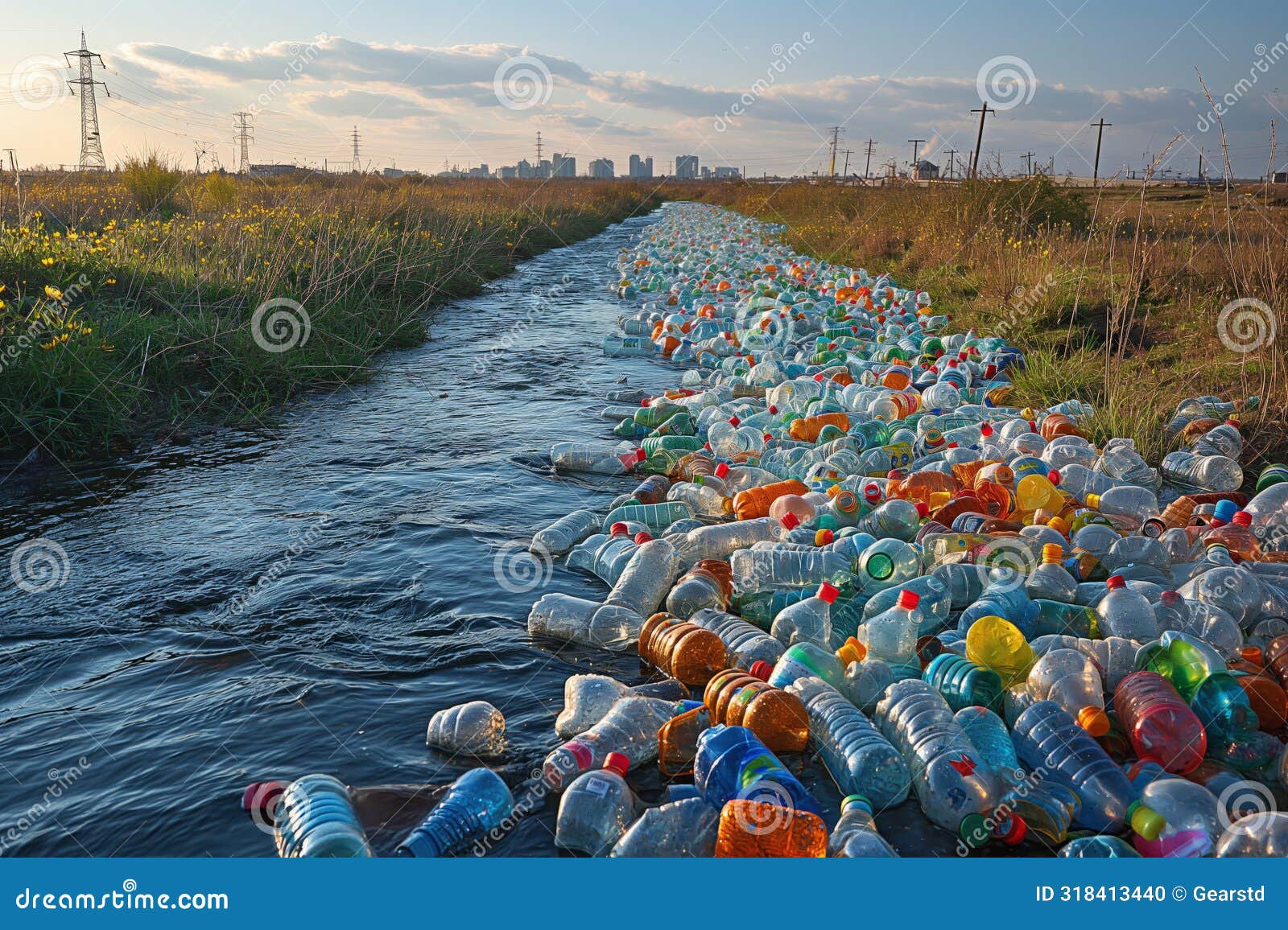Massive Plastic Bottle Pollution In A Waterway Royalty-Free Stock Image ...