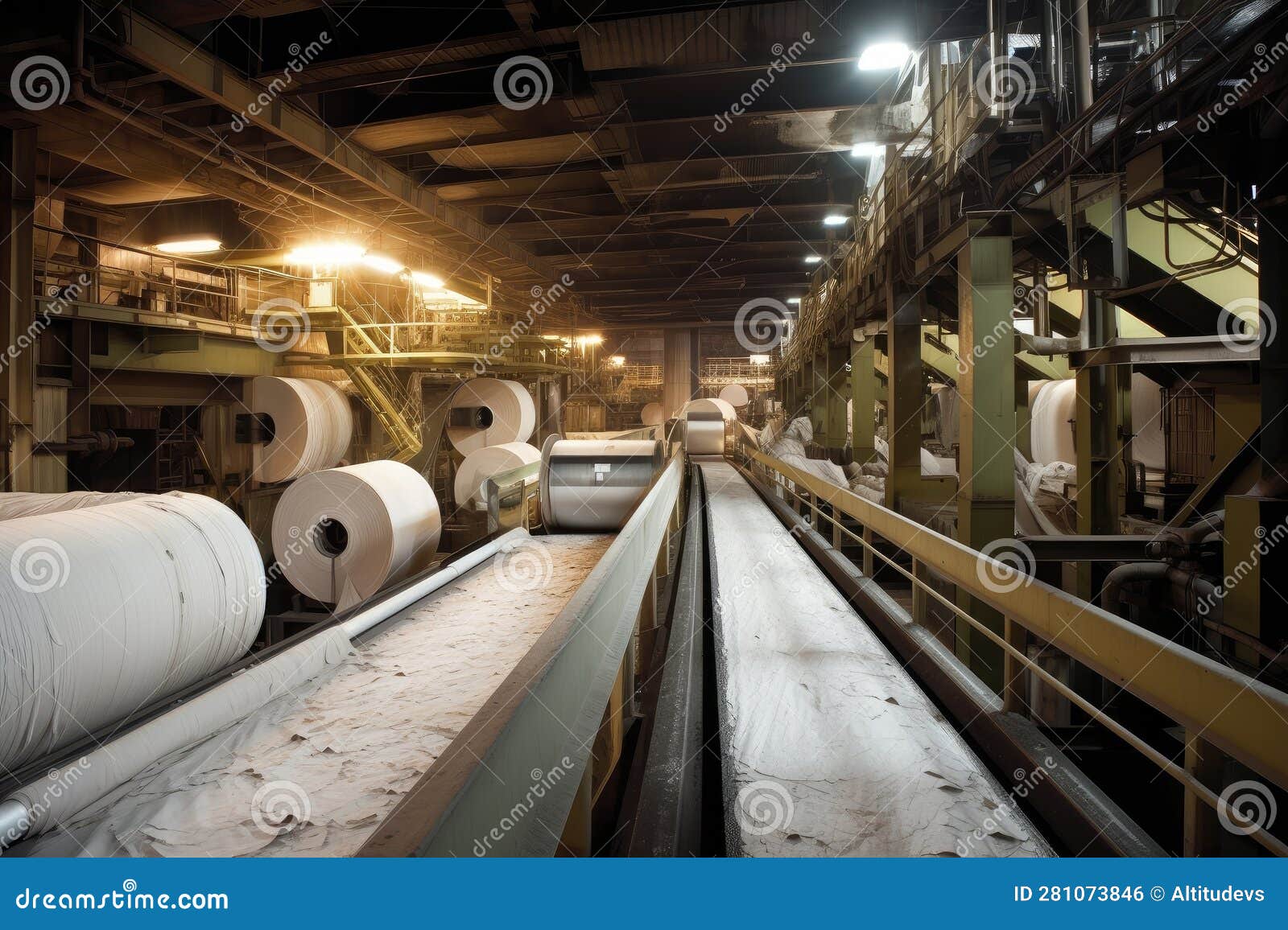 Massive Pulp And Paper Machine, Churning Out Endless Rolls Of Paper ...