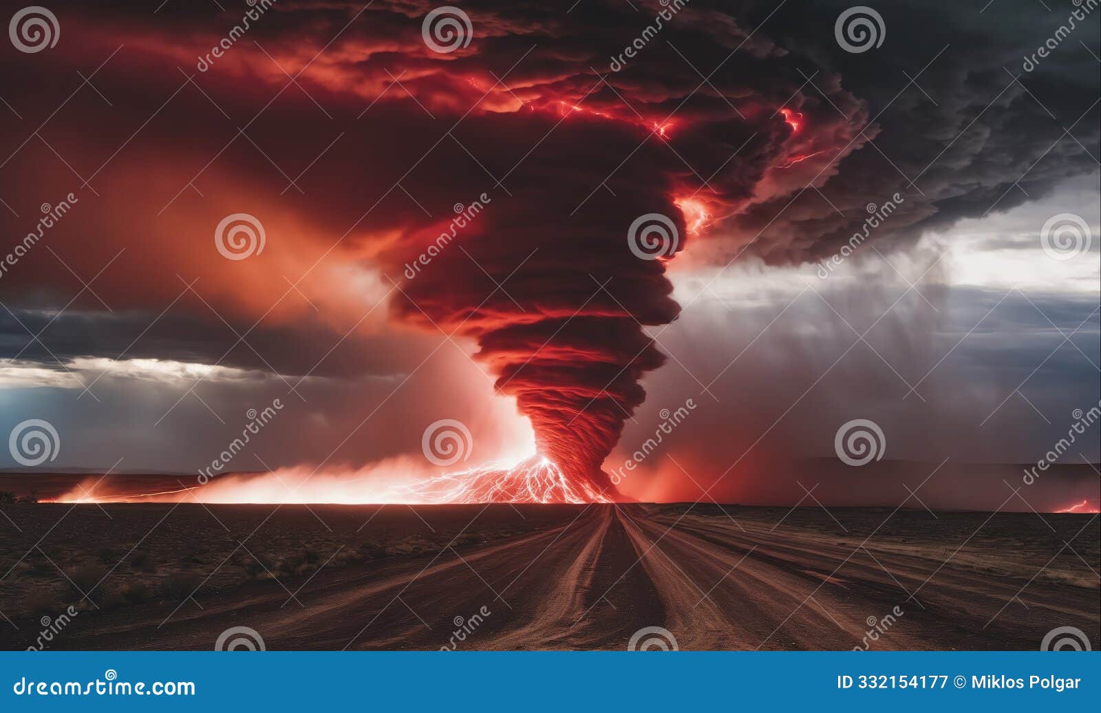 A Massive, Red-tinged Dust Devil Forms Over a Desert Landscape ...