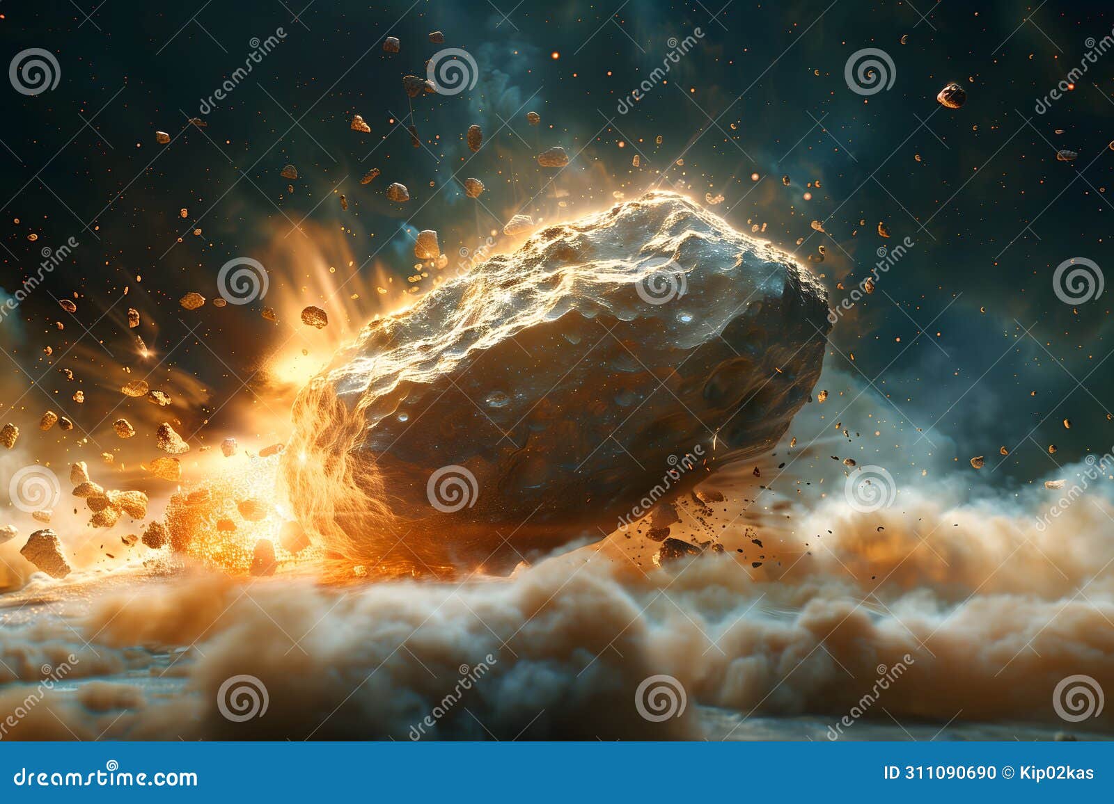 Massive Rock Exploding in the Air Generative AI Stock Photo - Image of ...