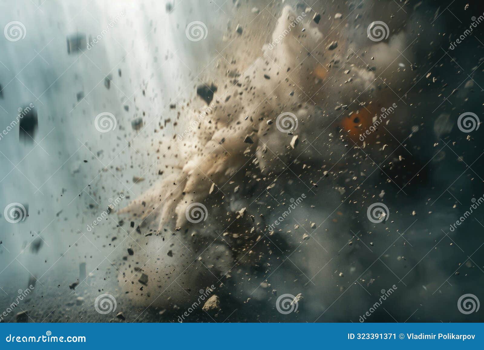 A Massive Rockfall Causes an Explosion of Rocks and Debris in the Air ...