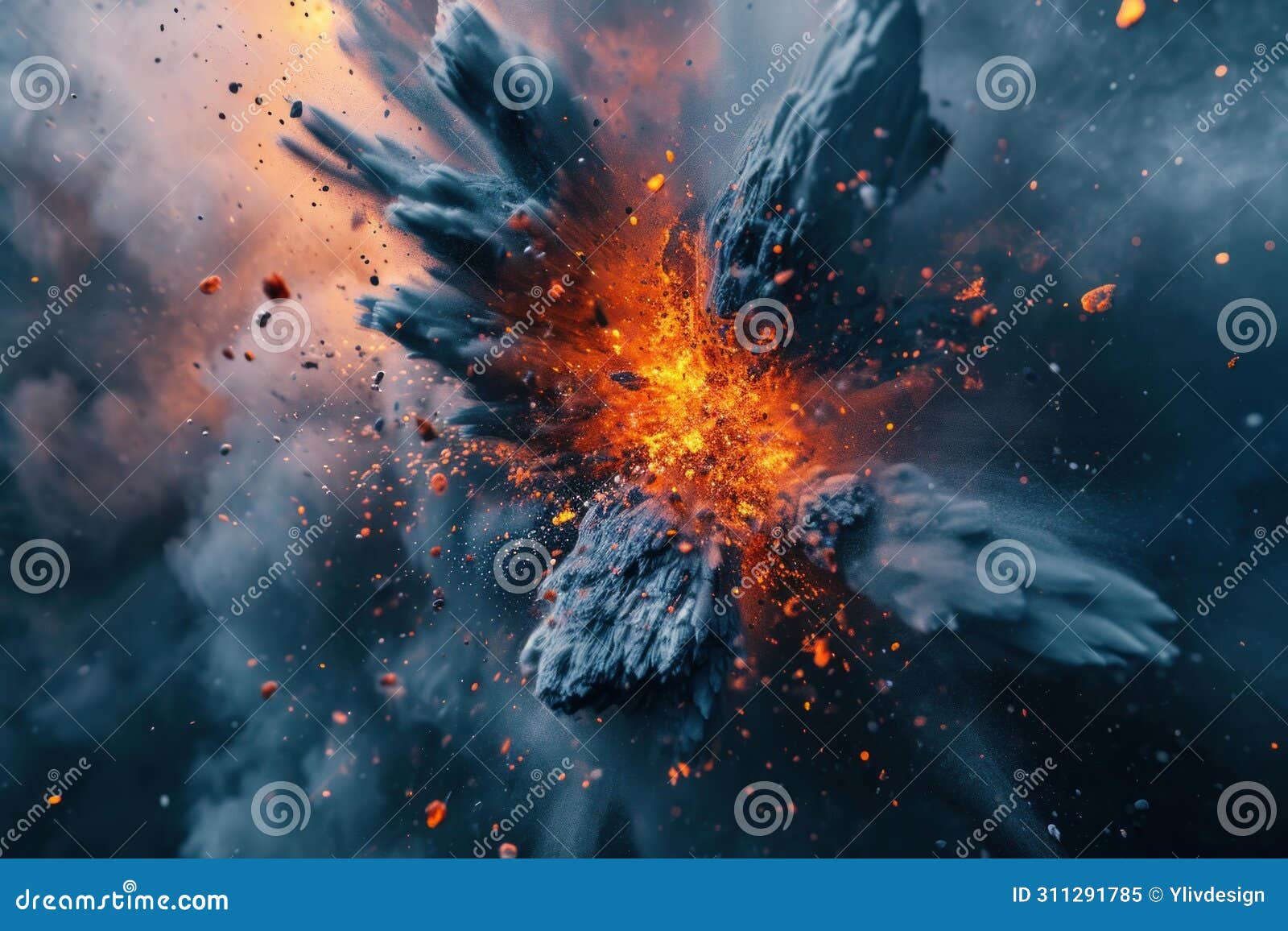 Massive Rocks Explosion. Generate Ai Stock Illustration - Illustration ...