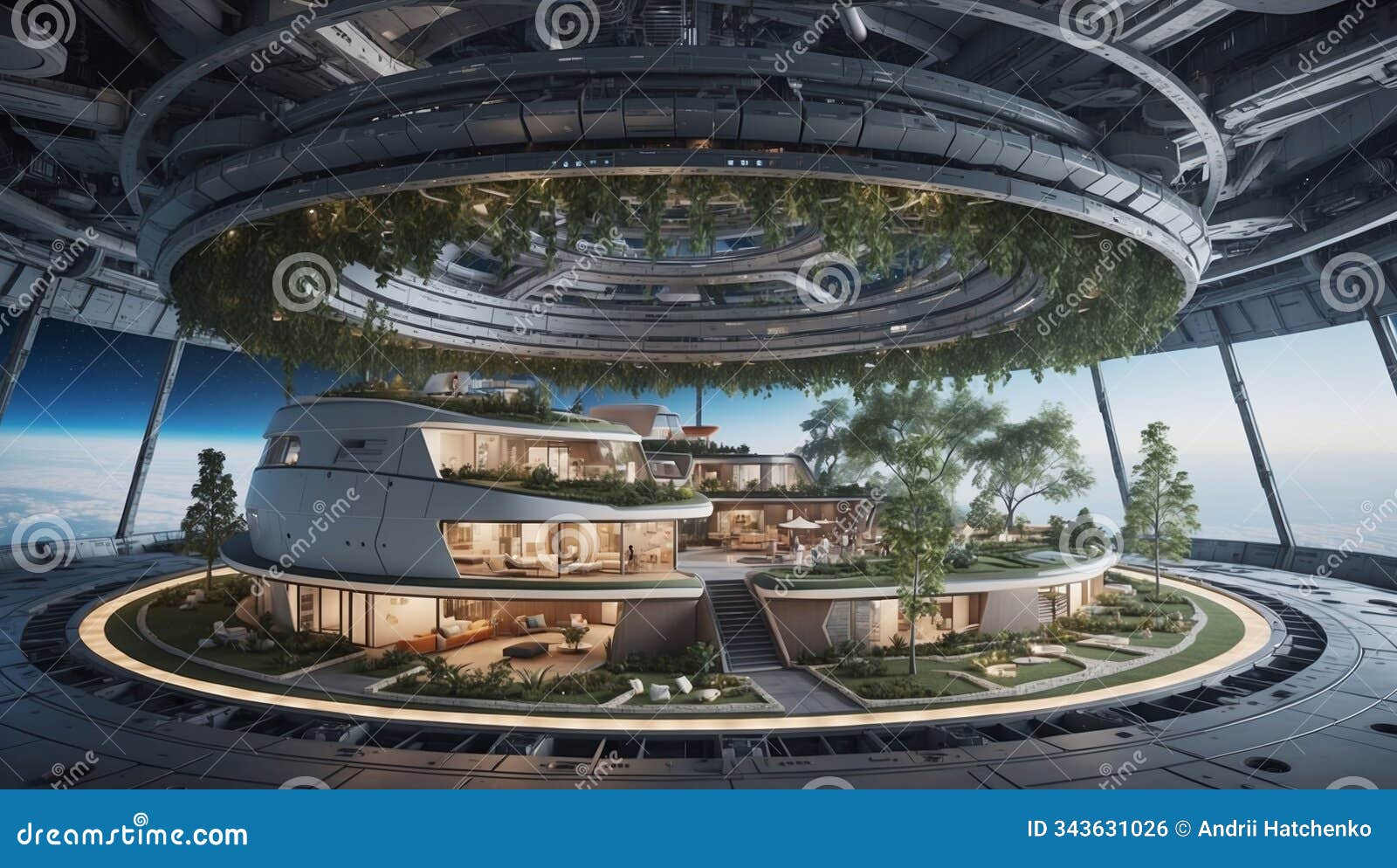 A Massive Rotating Habitat Ring With Artificial Gravity Featuring High ...