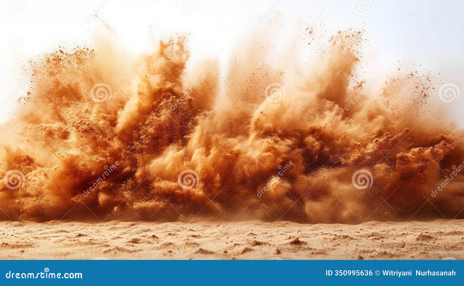 Sand Explosion Scene. Sandstorm Burst Erupts From Ground. Sand ...