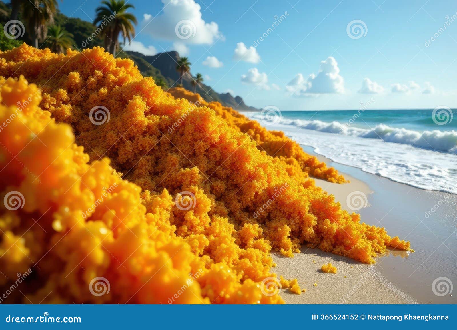 Massive Sargassum Pile On Mexican Beach, Brown Seaweed Texture ...