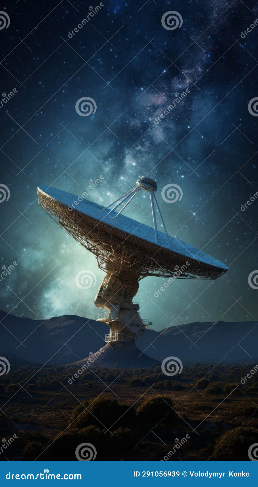 A Massive Satellite Dish Standing Alone in a Vast Field Stock Image ...