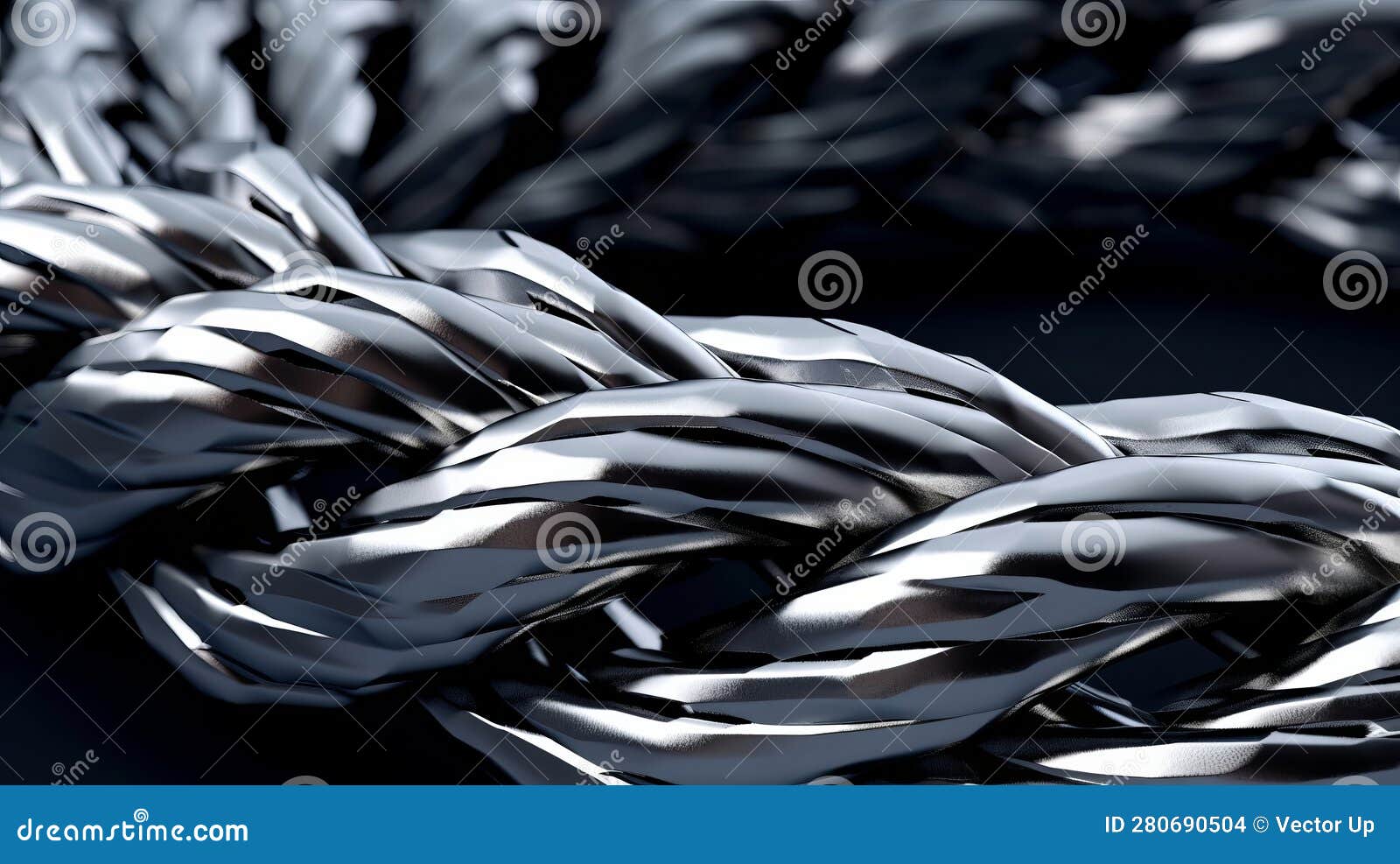 Massive Silver Braided Chain on a Dark Background. Generative AI Stock ...