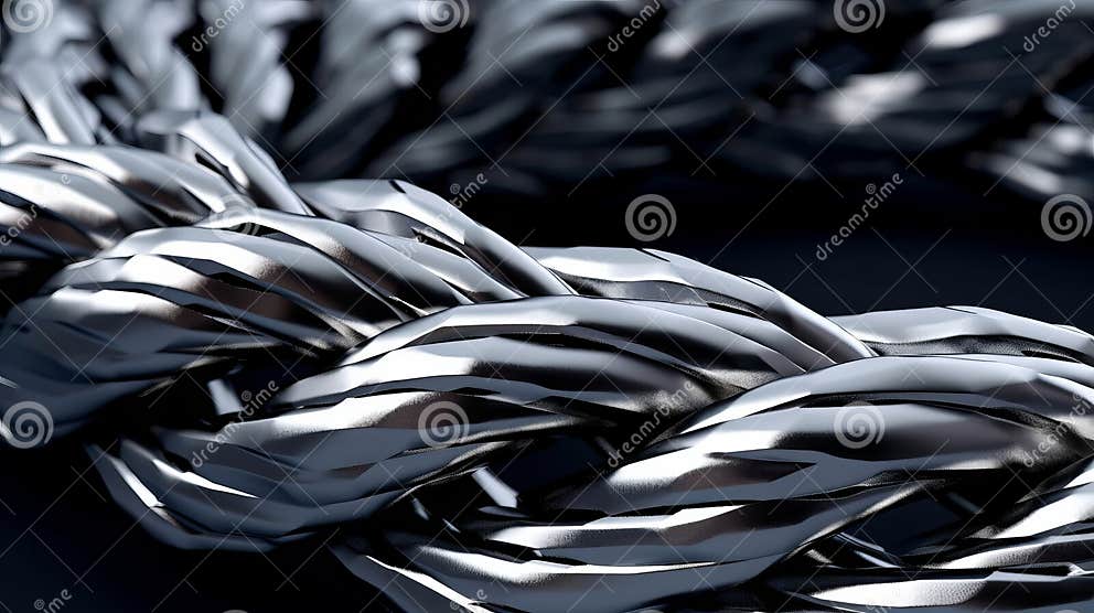 Massive Silver Braided Chain on a Dark Background. Generative AI Stock ...
