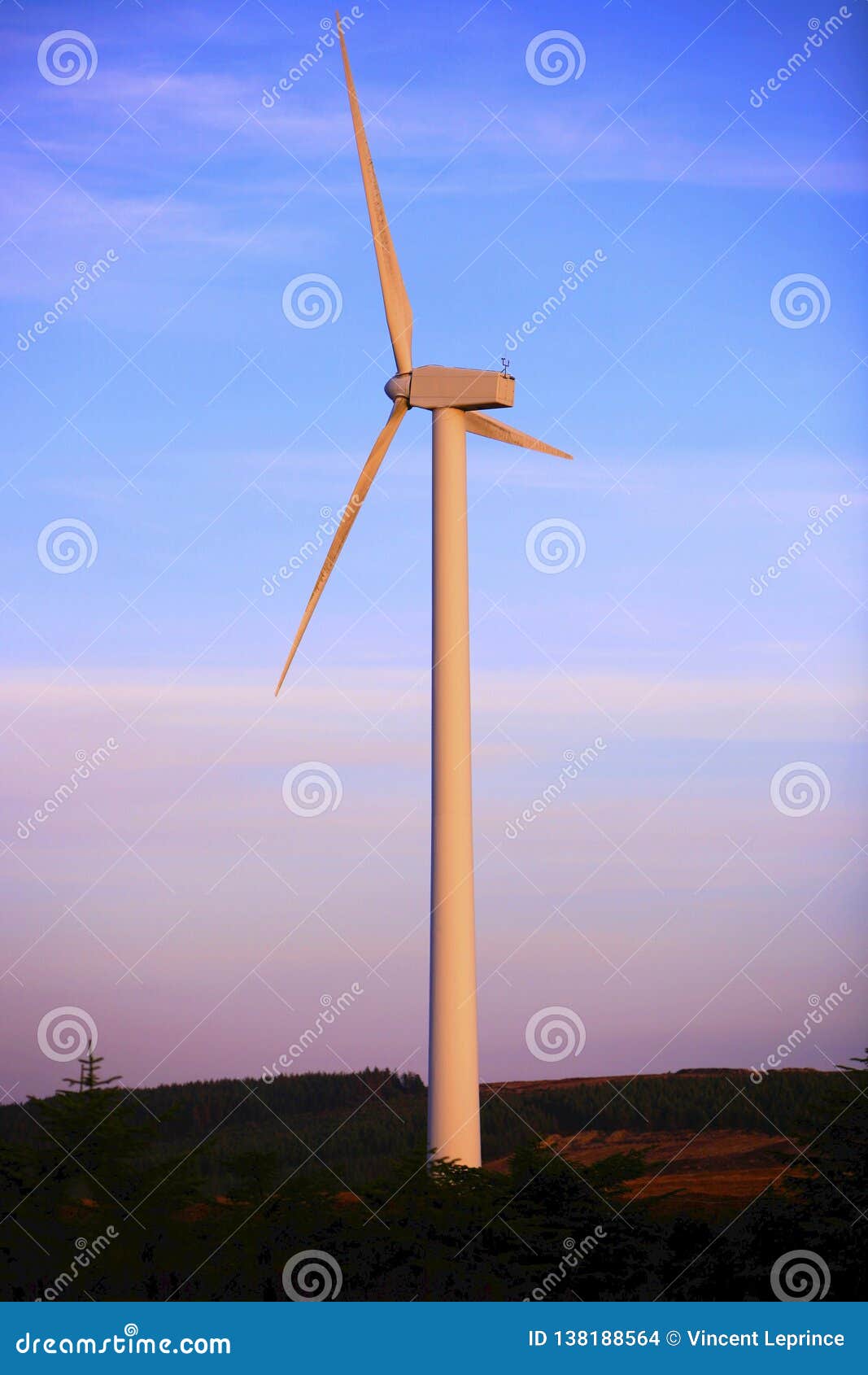 Massive Single Windmill at Sunset Stock Photo - Image of power ...