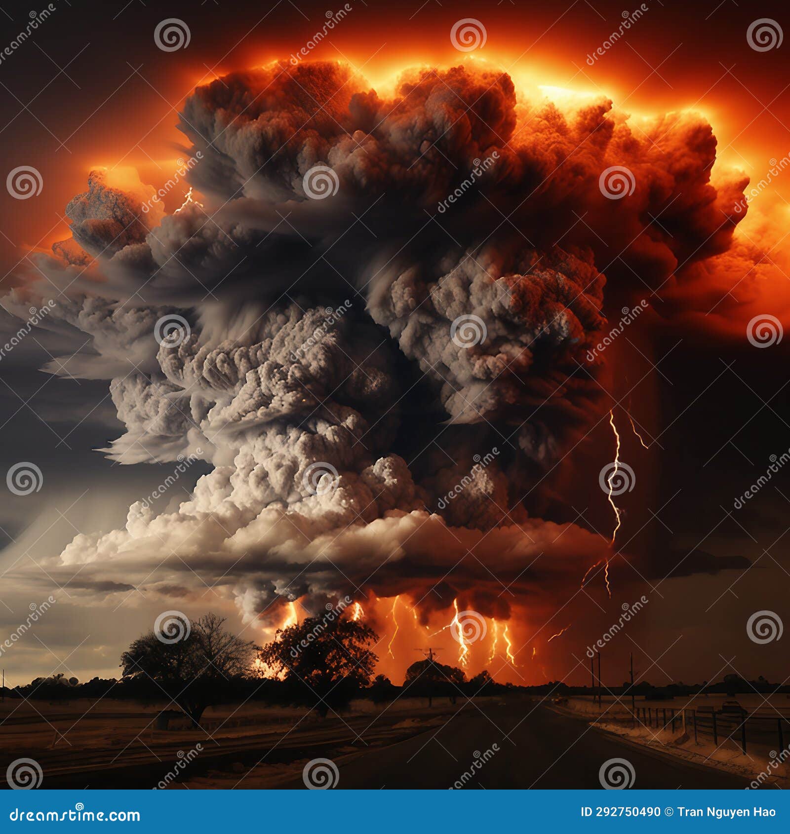 Big Explosion in the Sky with Thunderclouds, 3d Illustration Stock ...