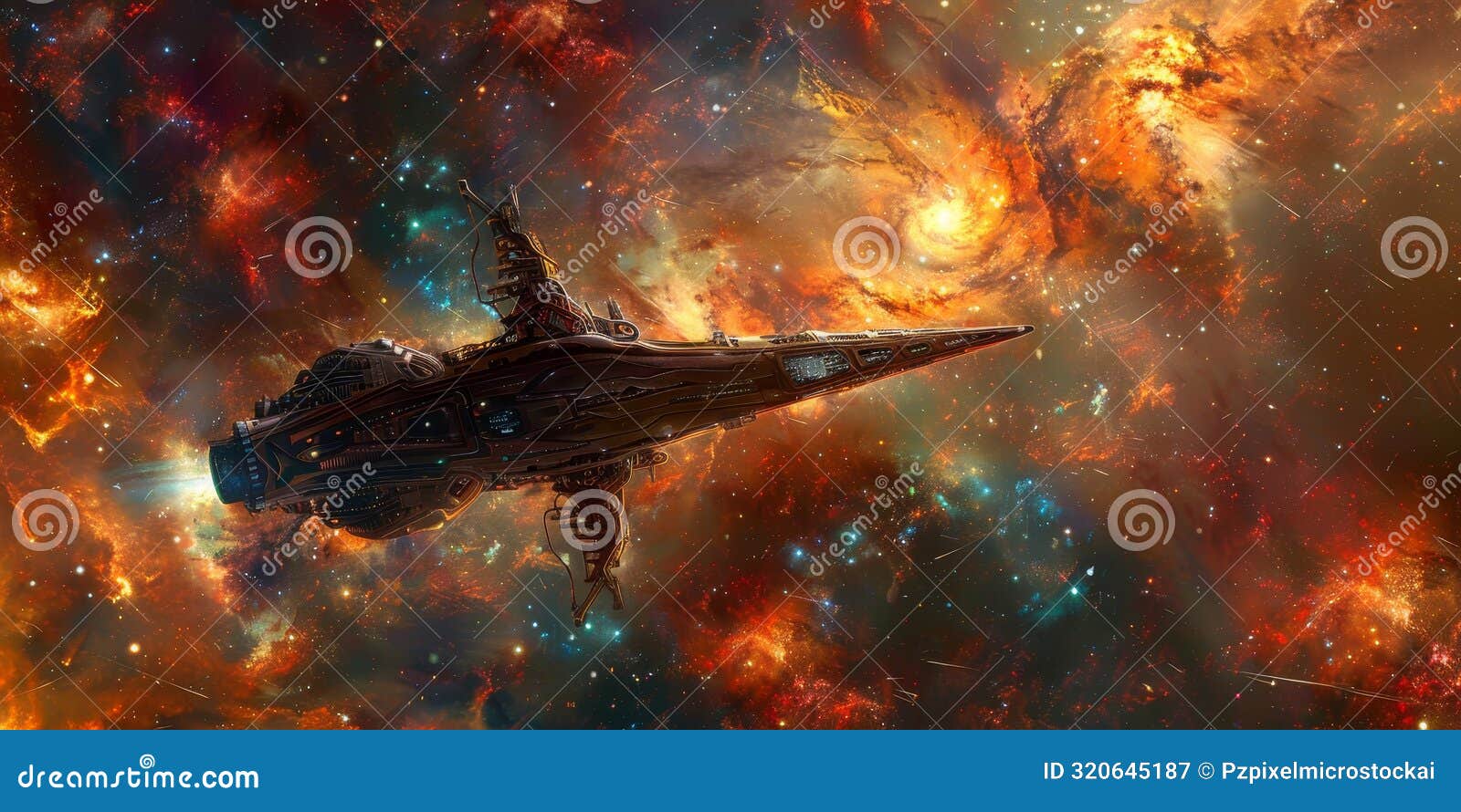 A Massive Spacecraft in the Shape of Omega Flying through a Galaxy ...