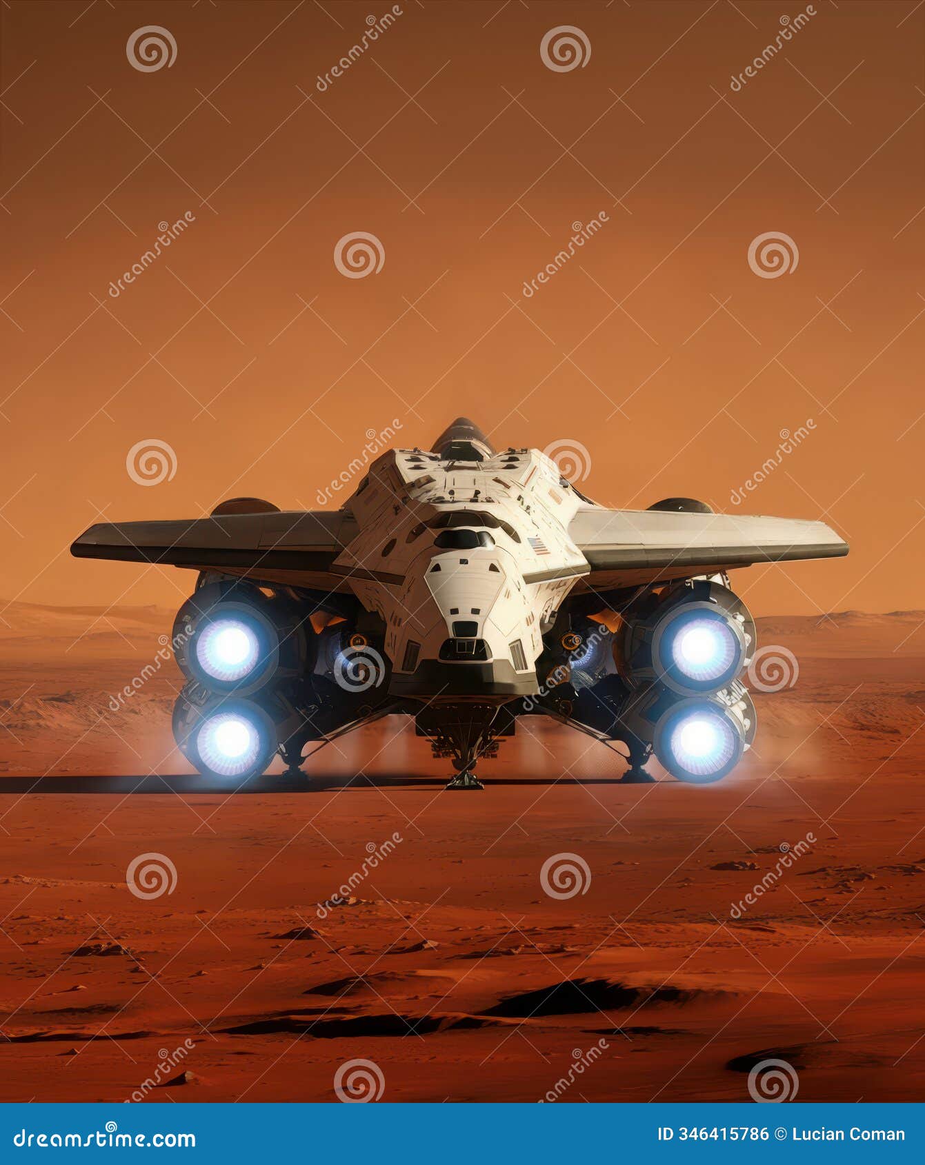 A Massive Spaceship Descends On Mars, Giant Space Craft Exploring The ...