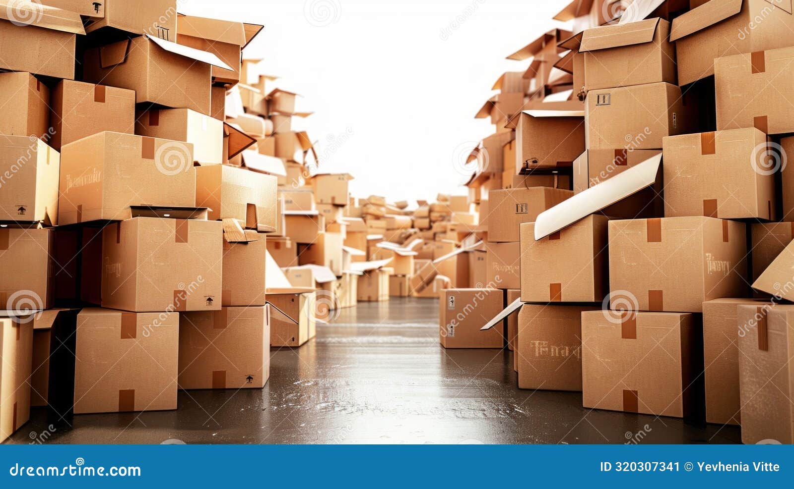 Massive Stack of Cardboard Boxes in Warehouse. Generative Ai Stock ...