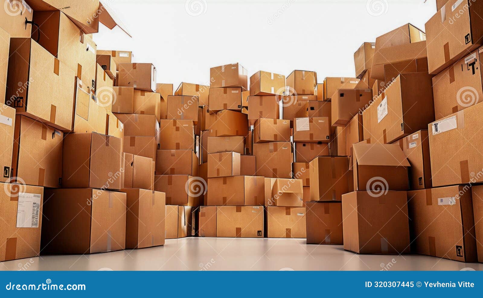 Massive Stack of Cardboard Boxes in Warehouse. Generative Ai Stock ...