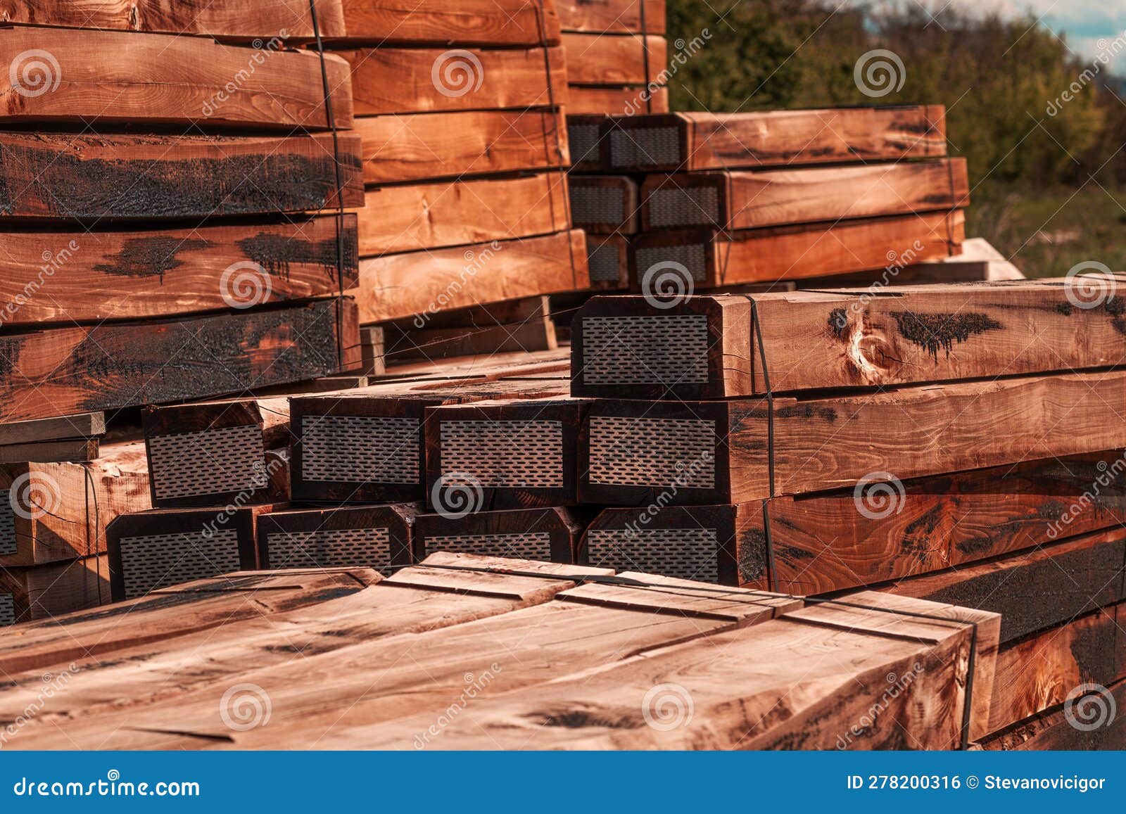 Stack Of Railroad Wood Ties Royalty-Free Stock Photography ...