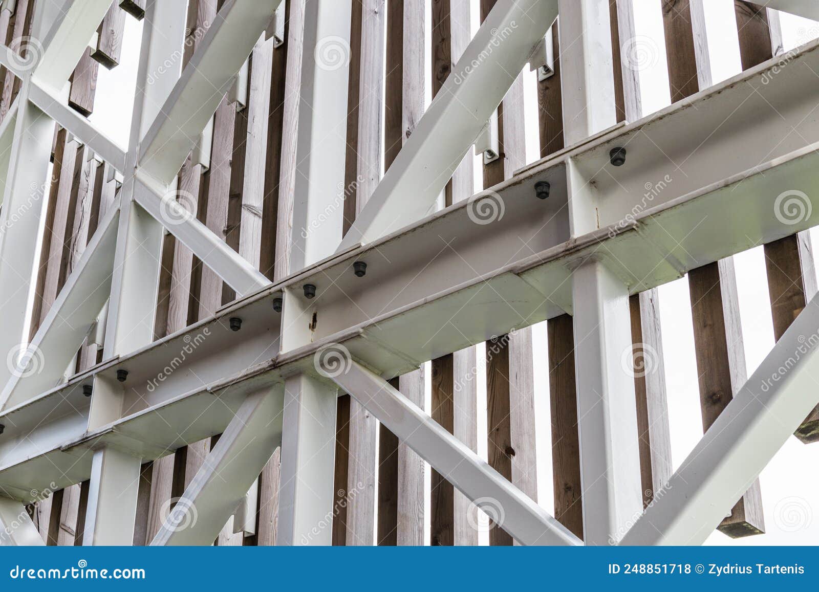 Massive Steel Beams End-to-end with Bolts and Nuts on the Construction ...