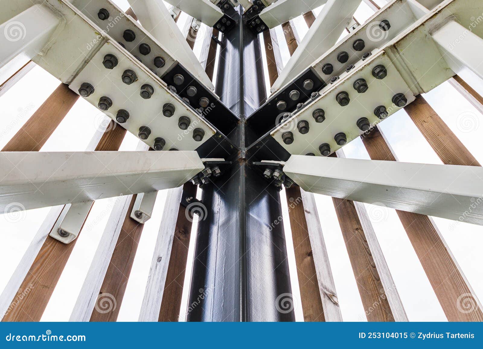 Massive Steel Beams End-to-end with Bolts and Nuts on the Construction ...