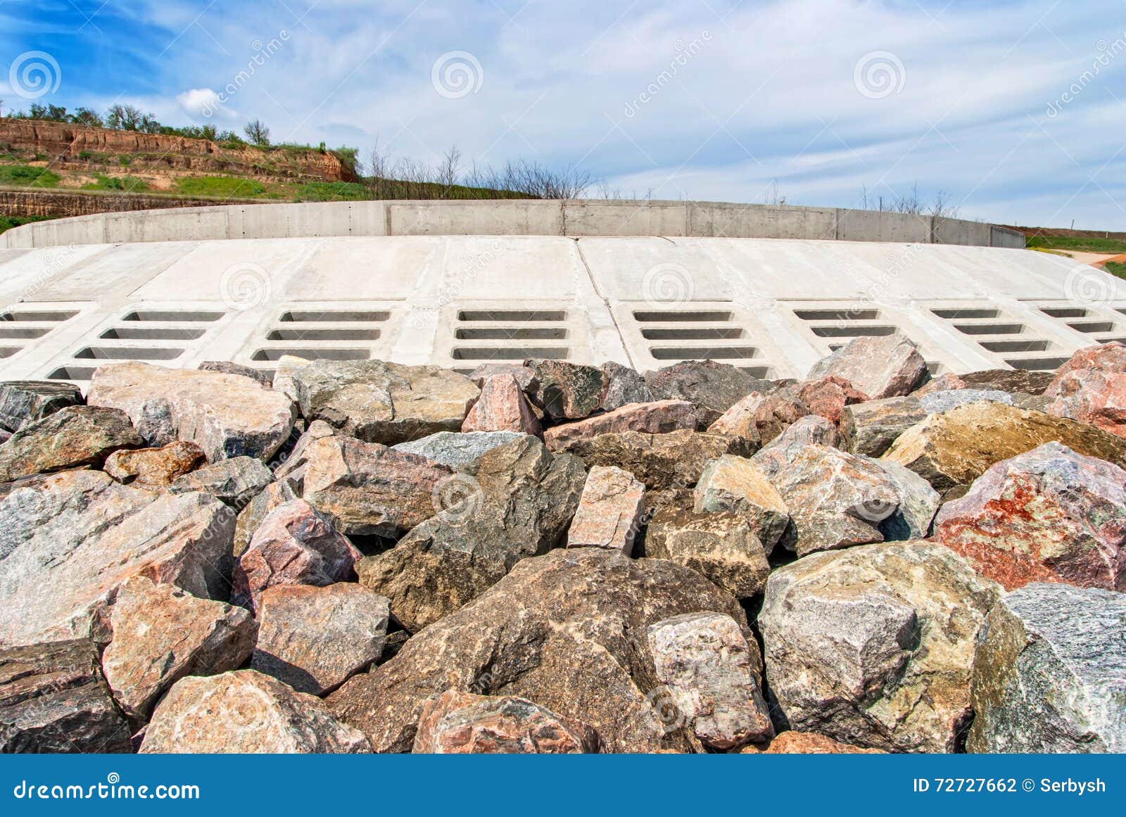 Massive Stone Breakwater Along Coast Stock Photo - Image of barrier ...