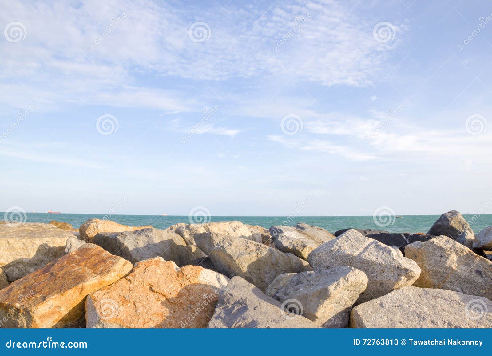 Massive stone breakwater stock image. Image of solid - 72763813