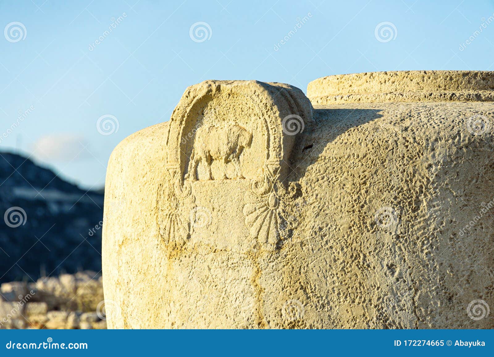 Massive Stone Vase in Amathus Ruins, Cyprus Stock Image - Image of ...