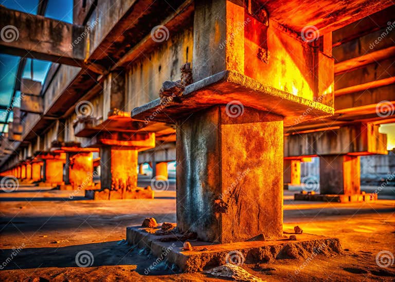 Massive Structural Beam a Detailed CloseUp of a Robust Foundation ...