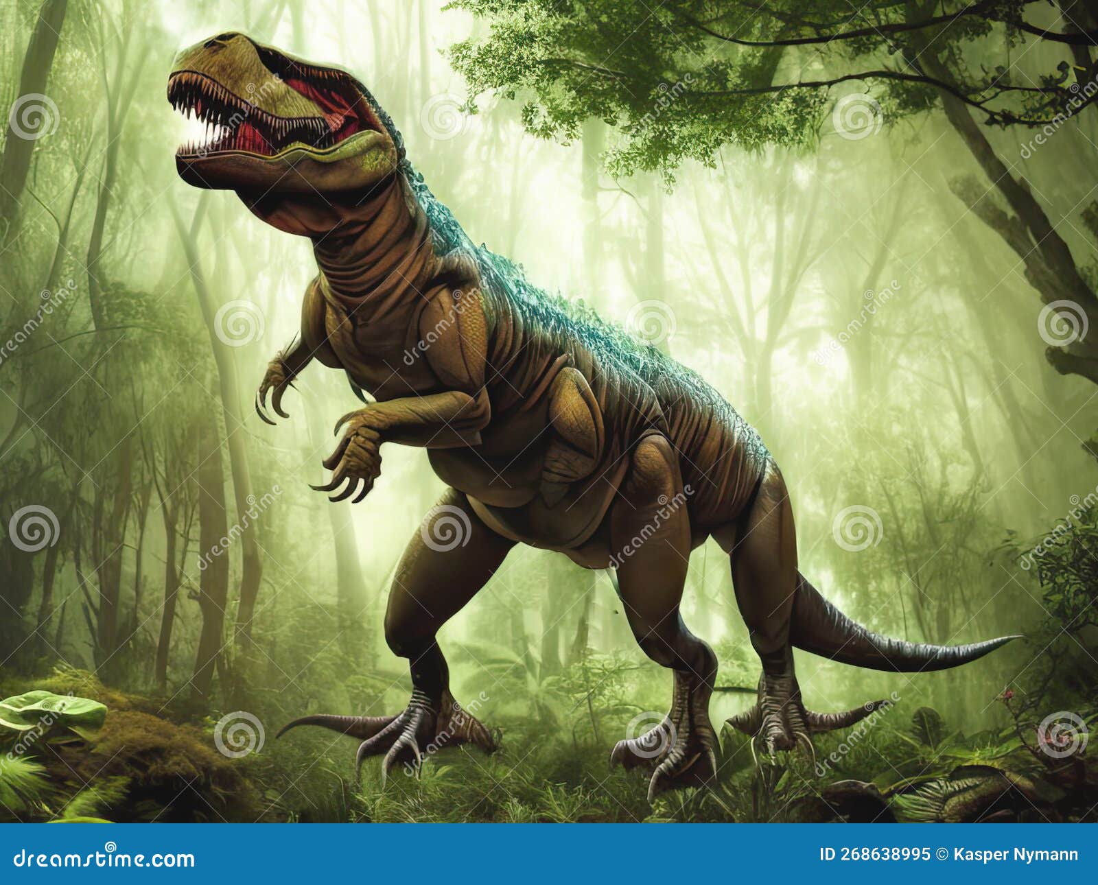 Large Tyrranosaurus Rex in a Prehistoric Forest with Sunlight Stock ... Large Tyrranosaurus Rex in a Prehistoric Forest with Sunlight Stock ...