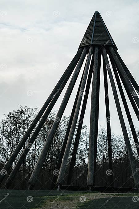 Massive Triangular Structure in a Green Field Stock Photo - Image of ...