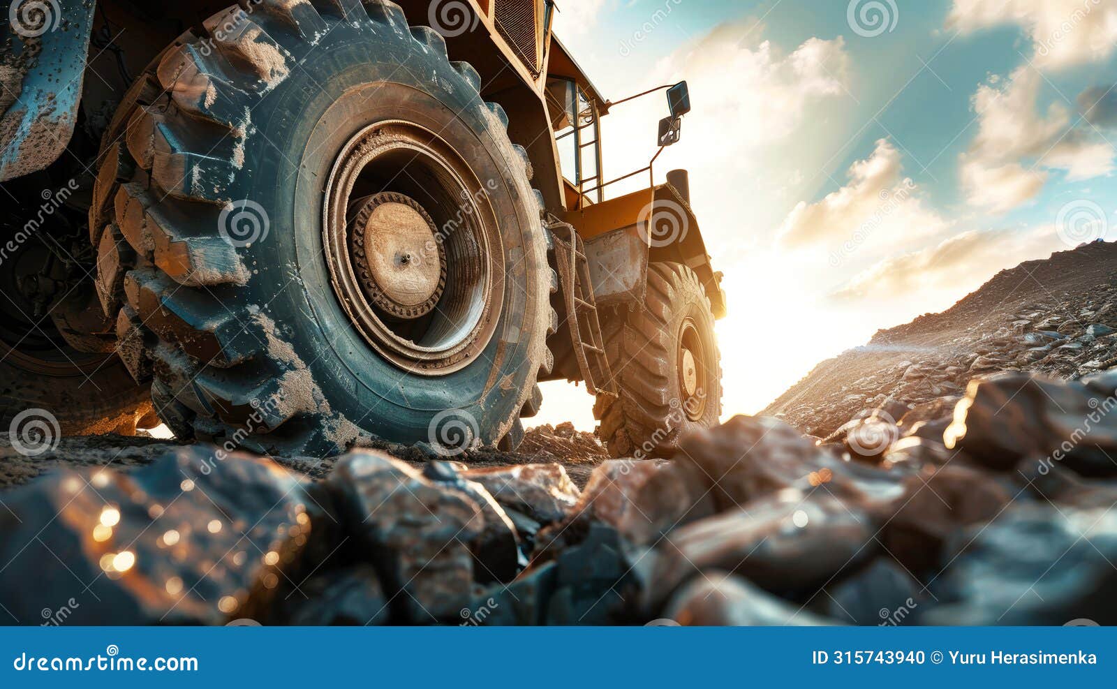 A Massive Truck With Formidable Wheels Drives Through A Challenging ...