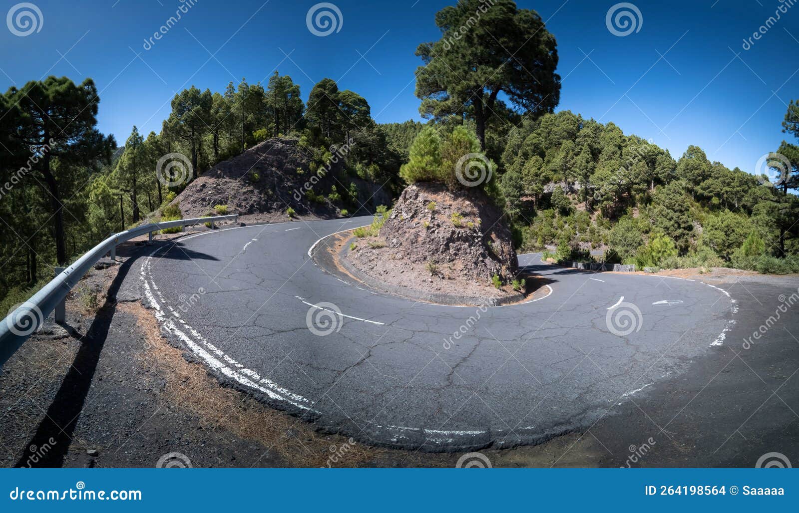 Massive U-shape Curved Mountain Road Panoramic View Stock Photo - Image ...
