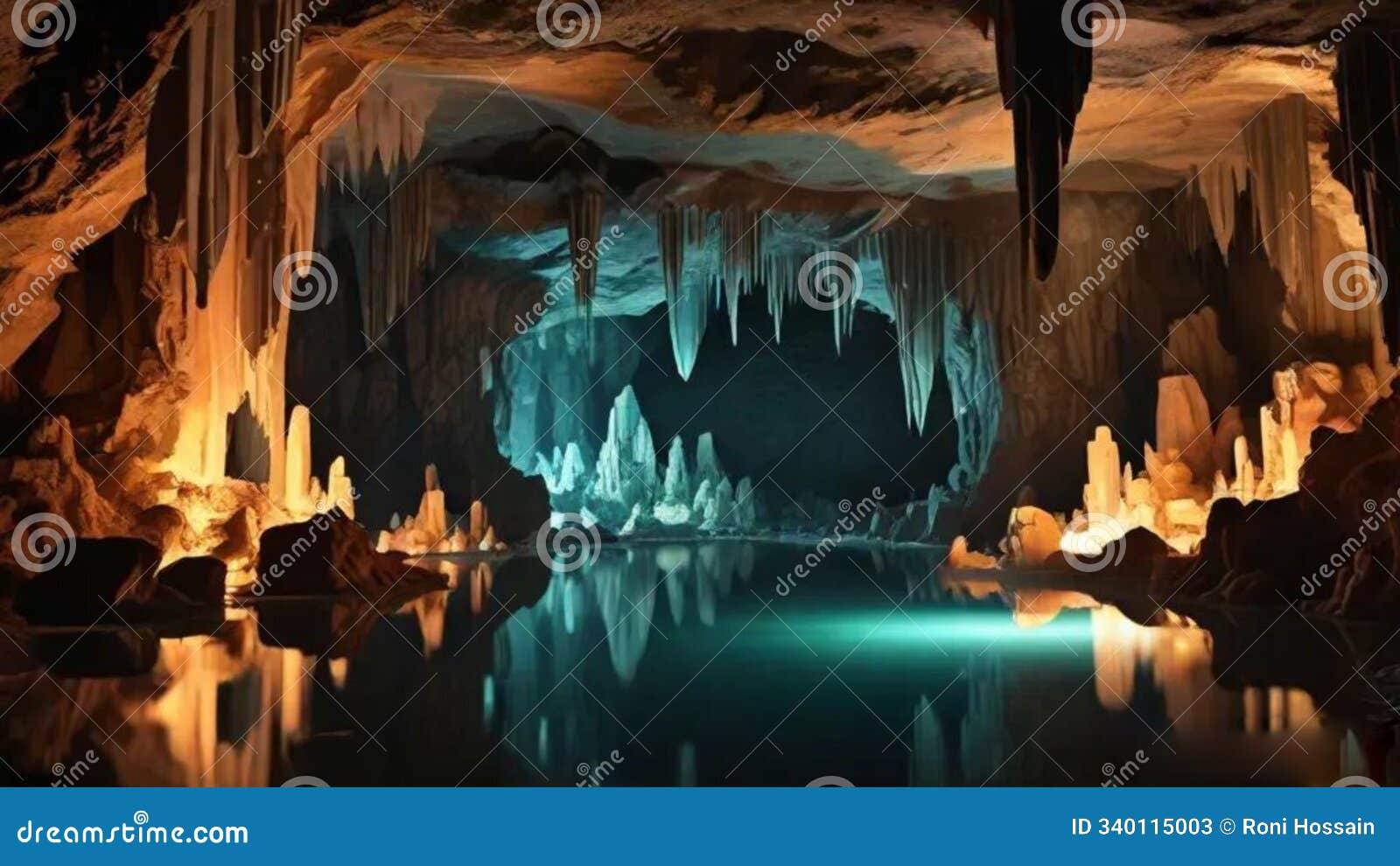 "A Massive Underground Cavern Illuminated By The Soft Glow Of Crystals Embedded In The Walls ...
