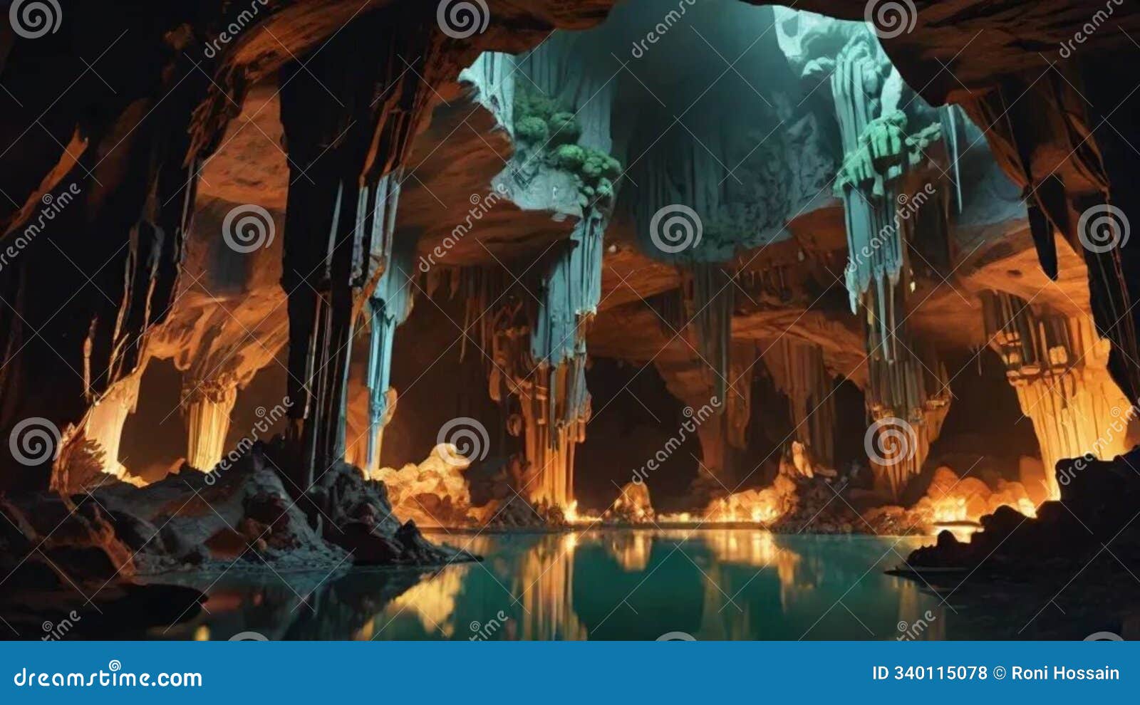 "A Massive Underground Cavern Illuminated By The Soft Glow Of Crystals ...