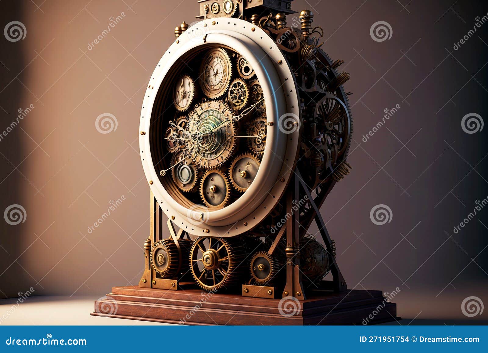 Massive Vintage Mechanical Clock with Disassembled Clockwork Stand on ...
