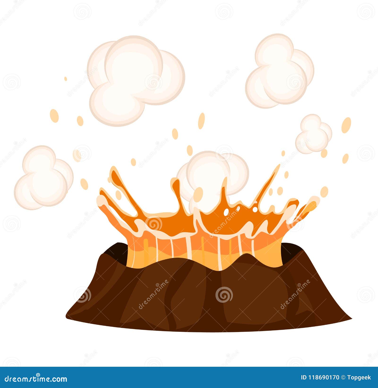 Massive Volcanic Eruption Isolated Illustration Stock Vector ...