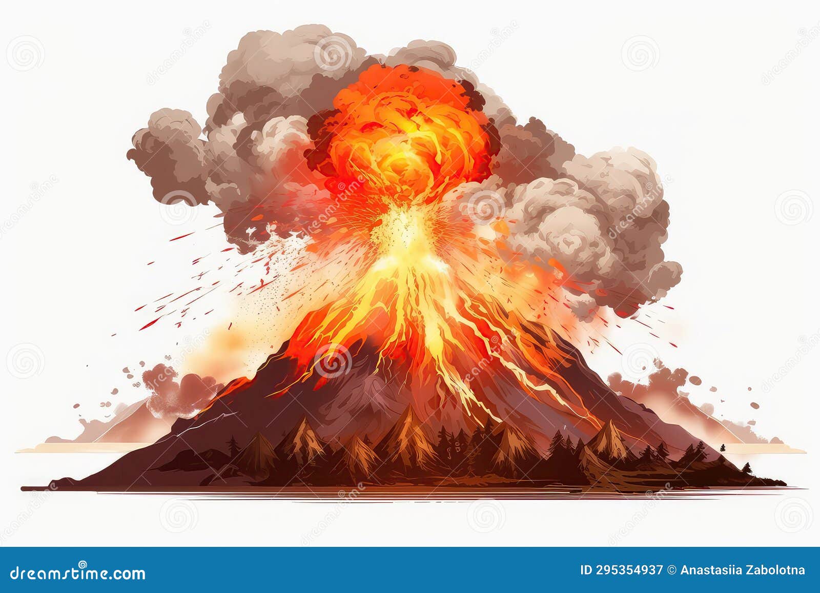 Massive Volcano Eruption Isolated on Transparent Background Stock ...