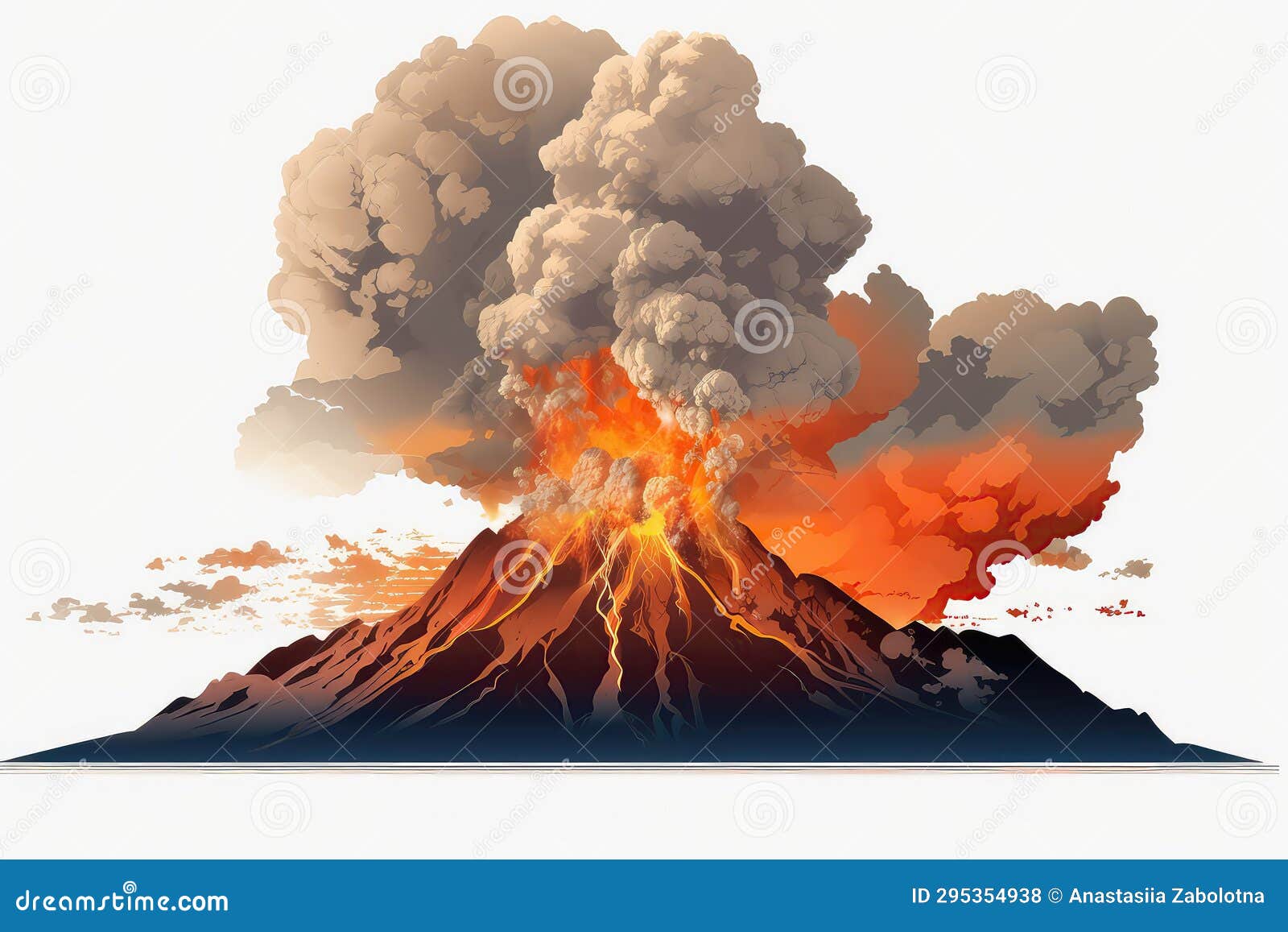 Massive Volcano Eruption Isolated on Transparent Background Stock ...