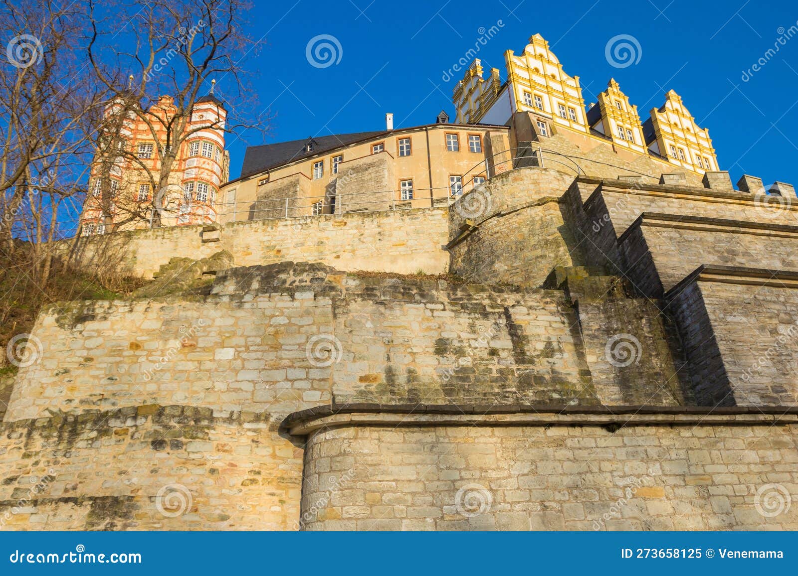 Massive Wall of the Historic Castle in Bernburg Stock Image - Image of ...