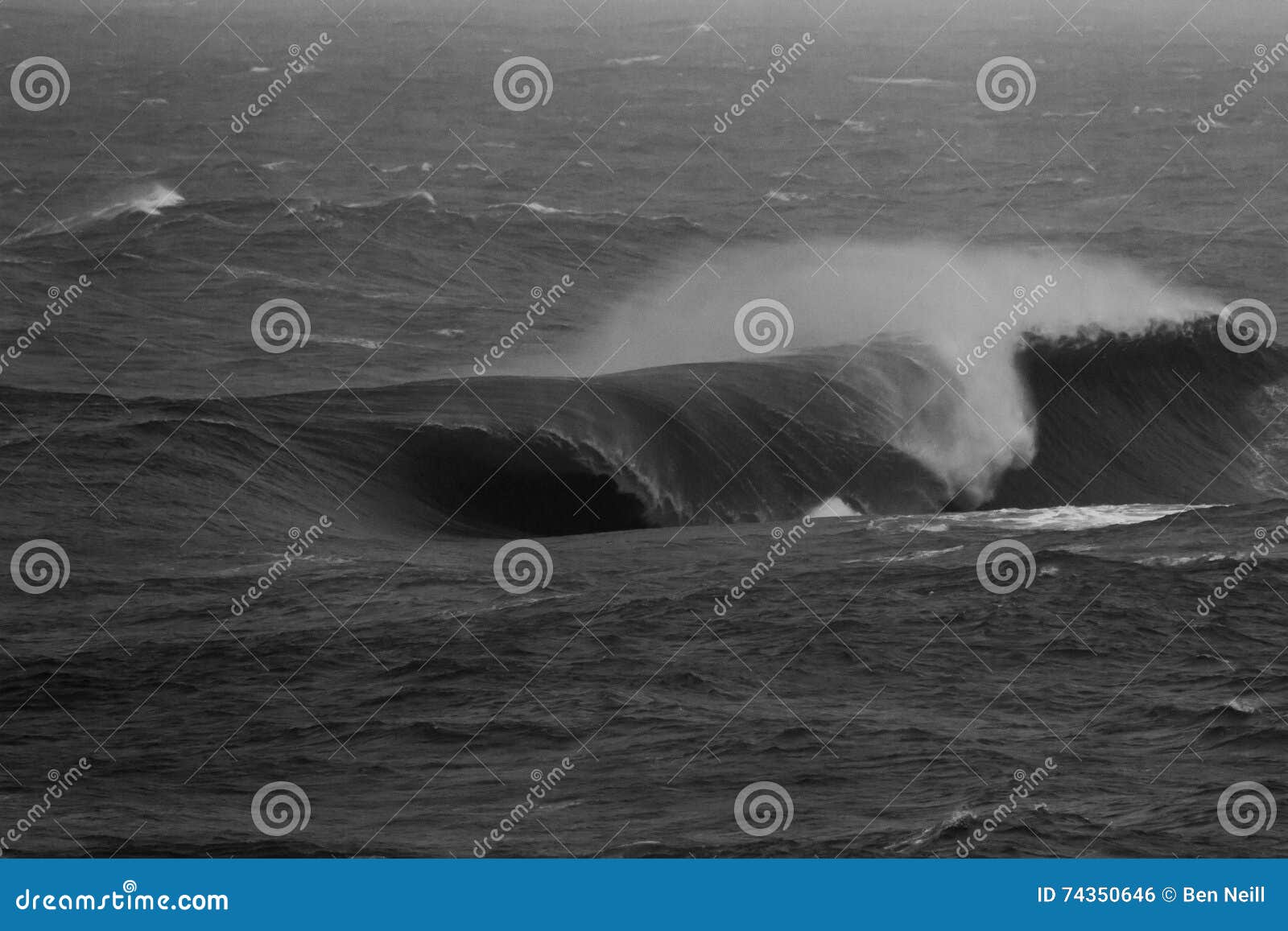 Massive Wave Breaking on Shallow Reef Black and White 2 Stock Photo ...