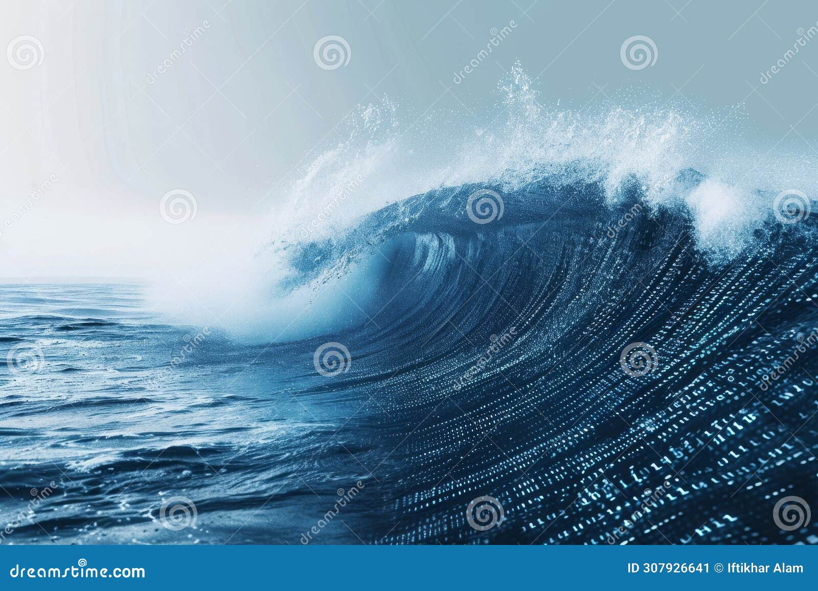 A Massive Wave Crashes Violently in the Middle of the Vast Ocean ...
