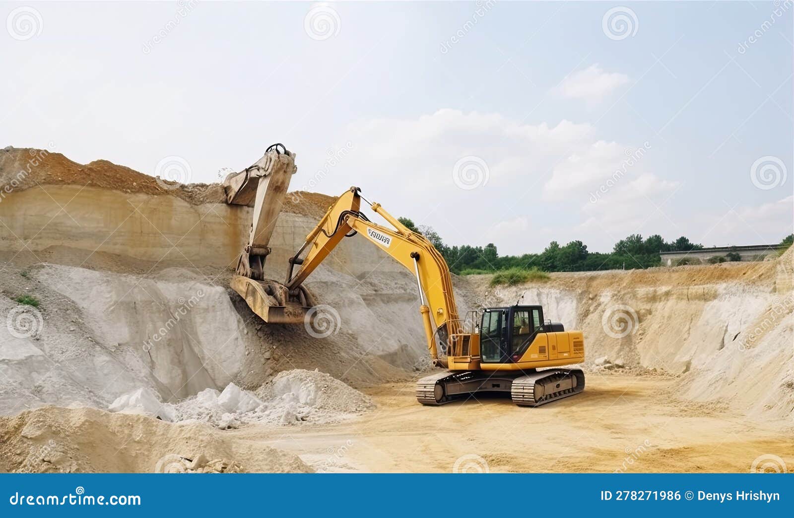 Massive Yellow Mining Truck Operating In Coal Quarry At Expansive Open ...