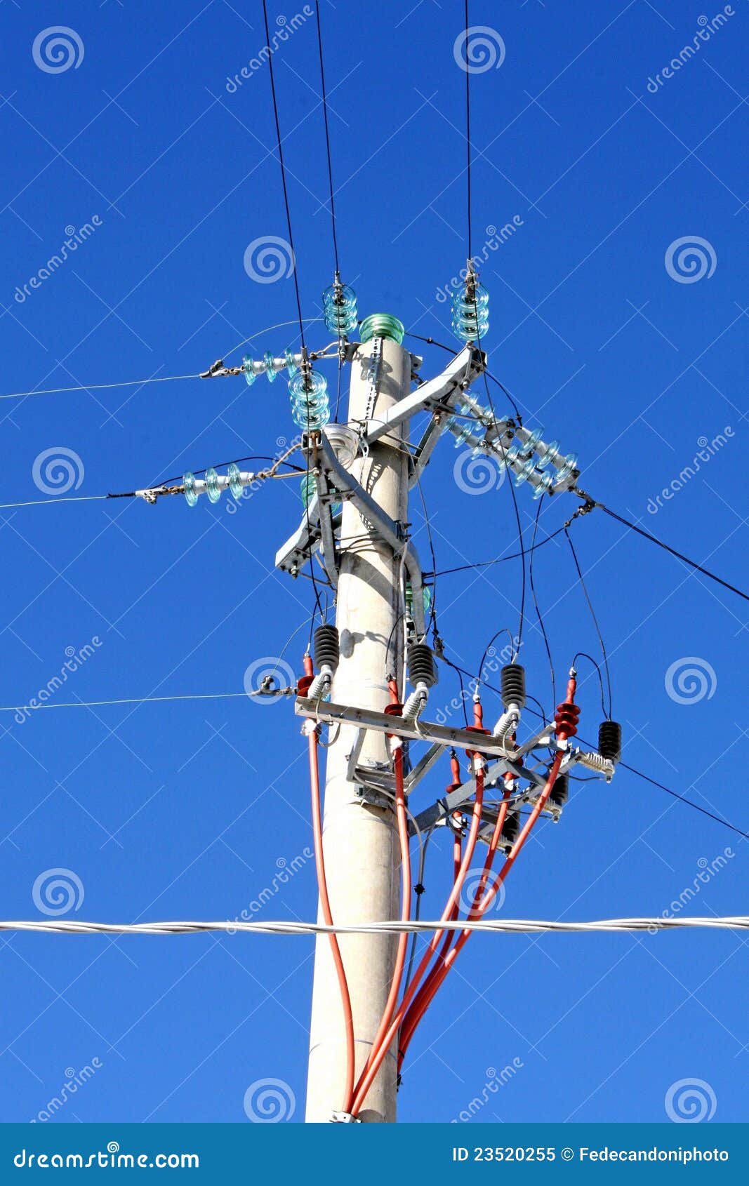Mast with Cables To Transport Electricity Stock Image - Image of light ...