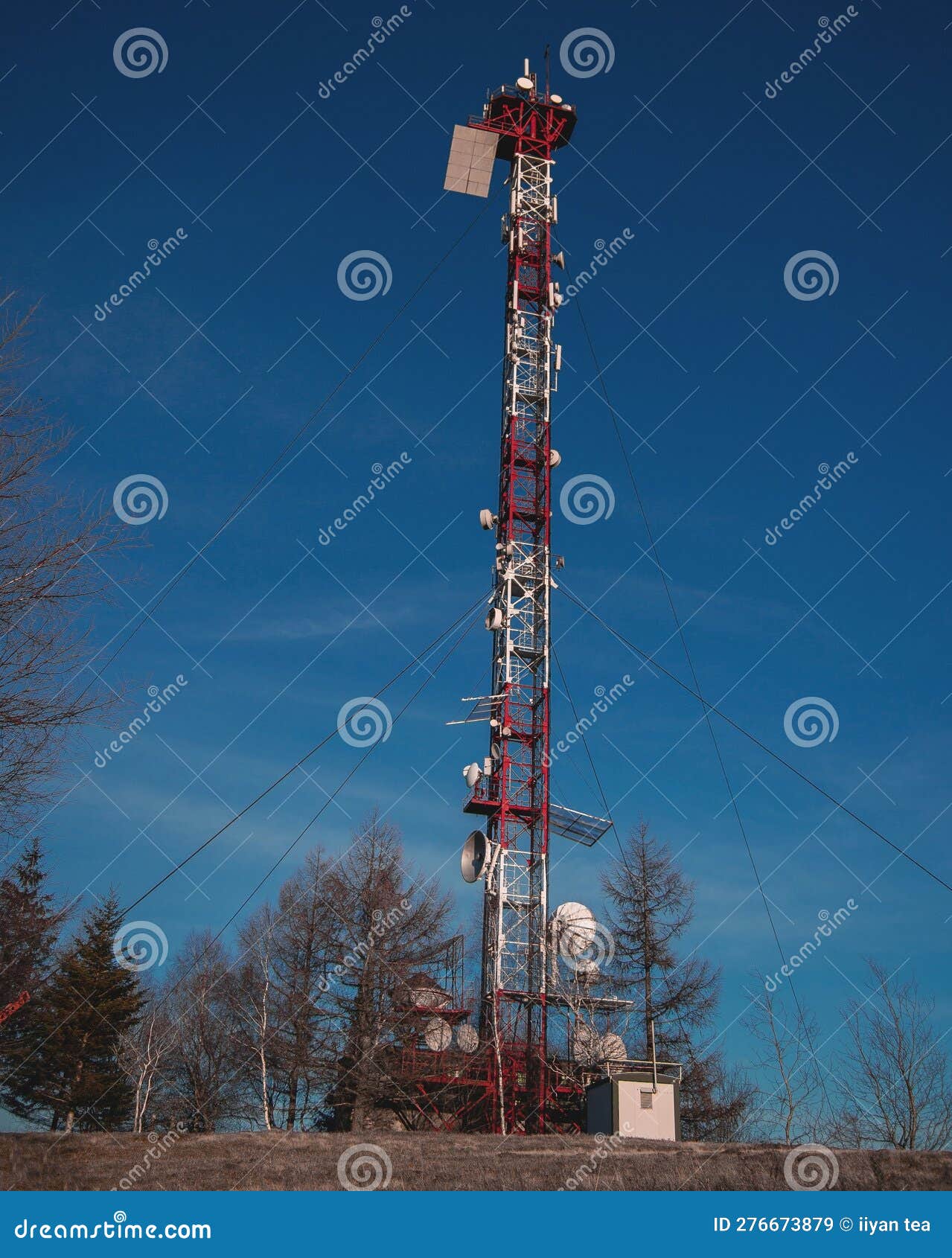 The Mast of the Communication Transmitting Tower on Top of the Hill ...