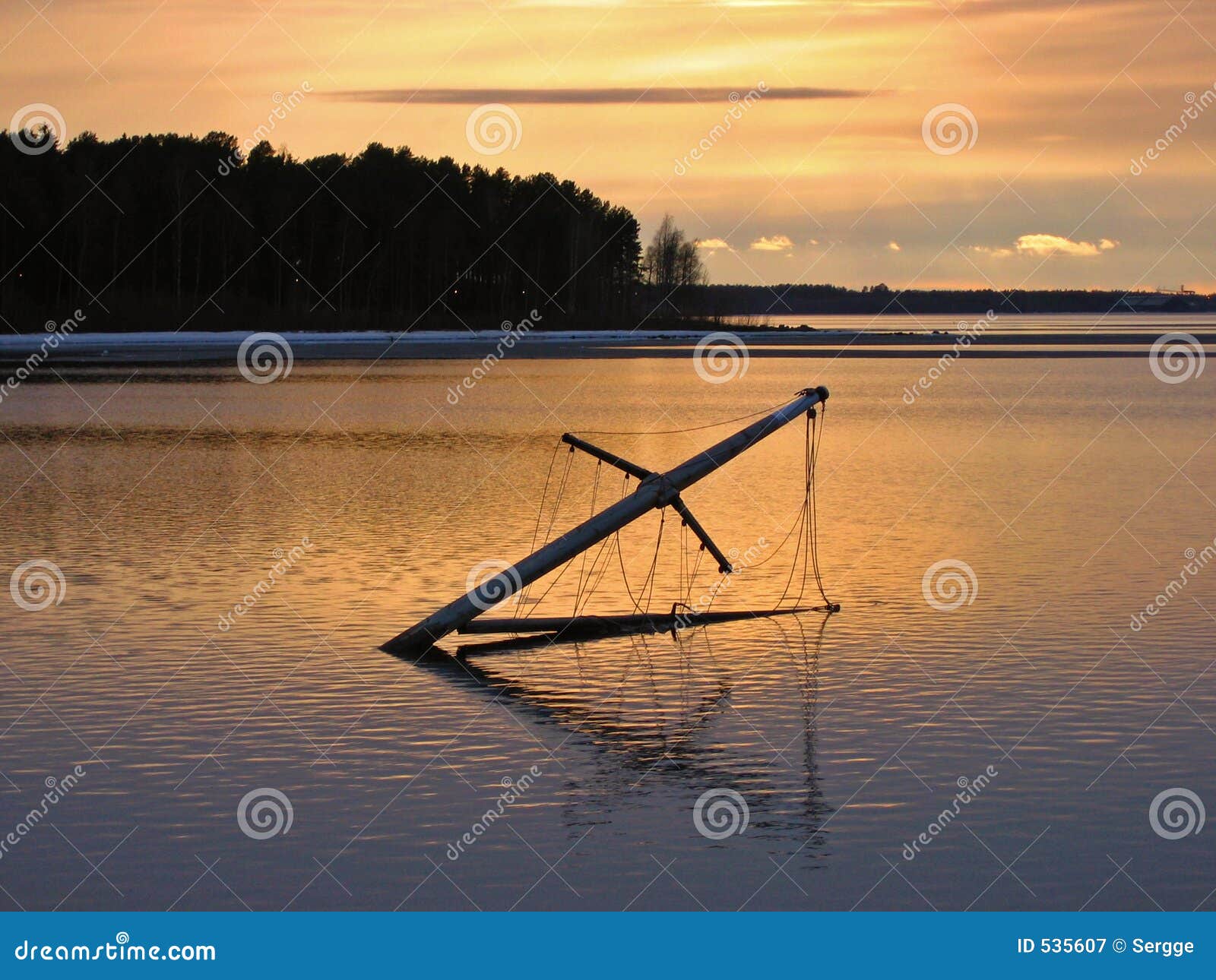 Mast of a drowned ship stock image. Image of boat, ship - 535607