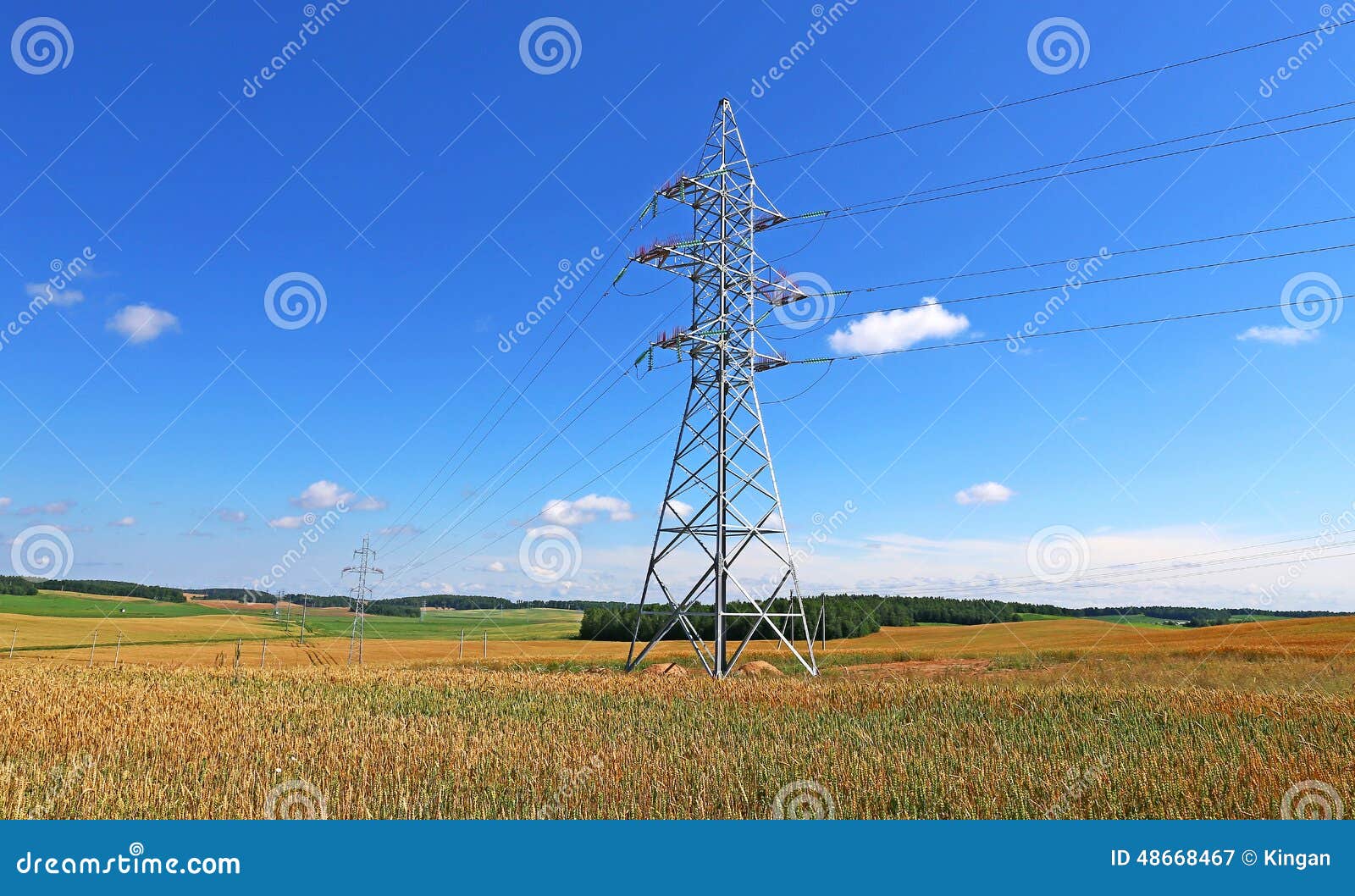 Mast Electrical Power Line Wheat Field Sunny Day Stock Photos - Free ...